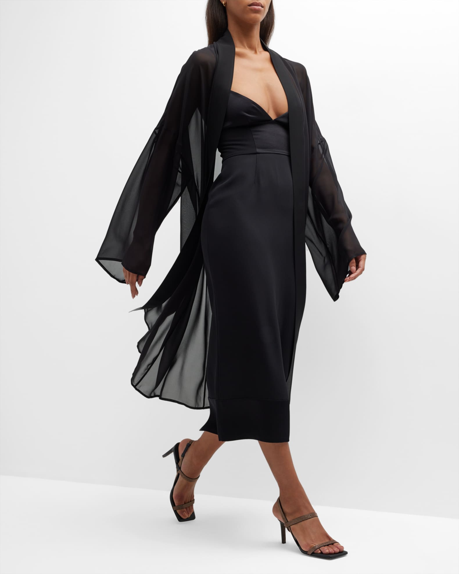 St. John Sheer Silk Georgette Wrap Jacket | Neiman Marcus