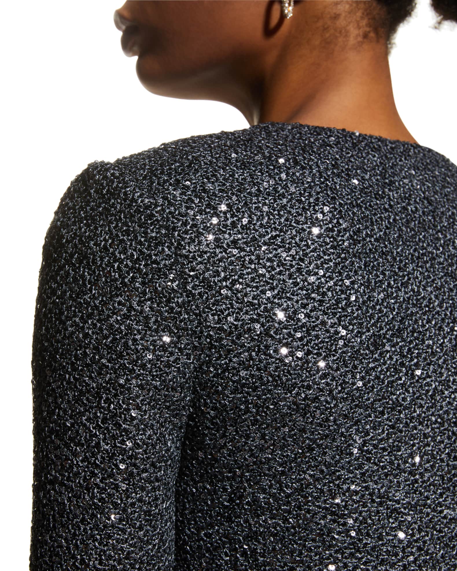 St. John Paillette Metallic Knit Crop Jacket | Neiman Marcus