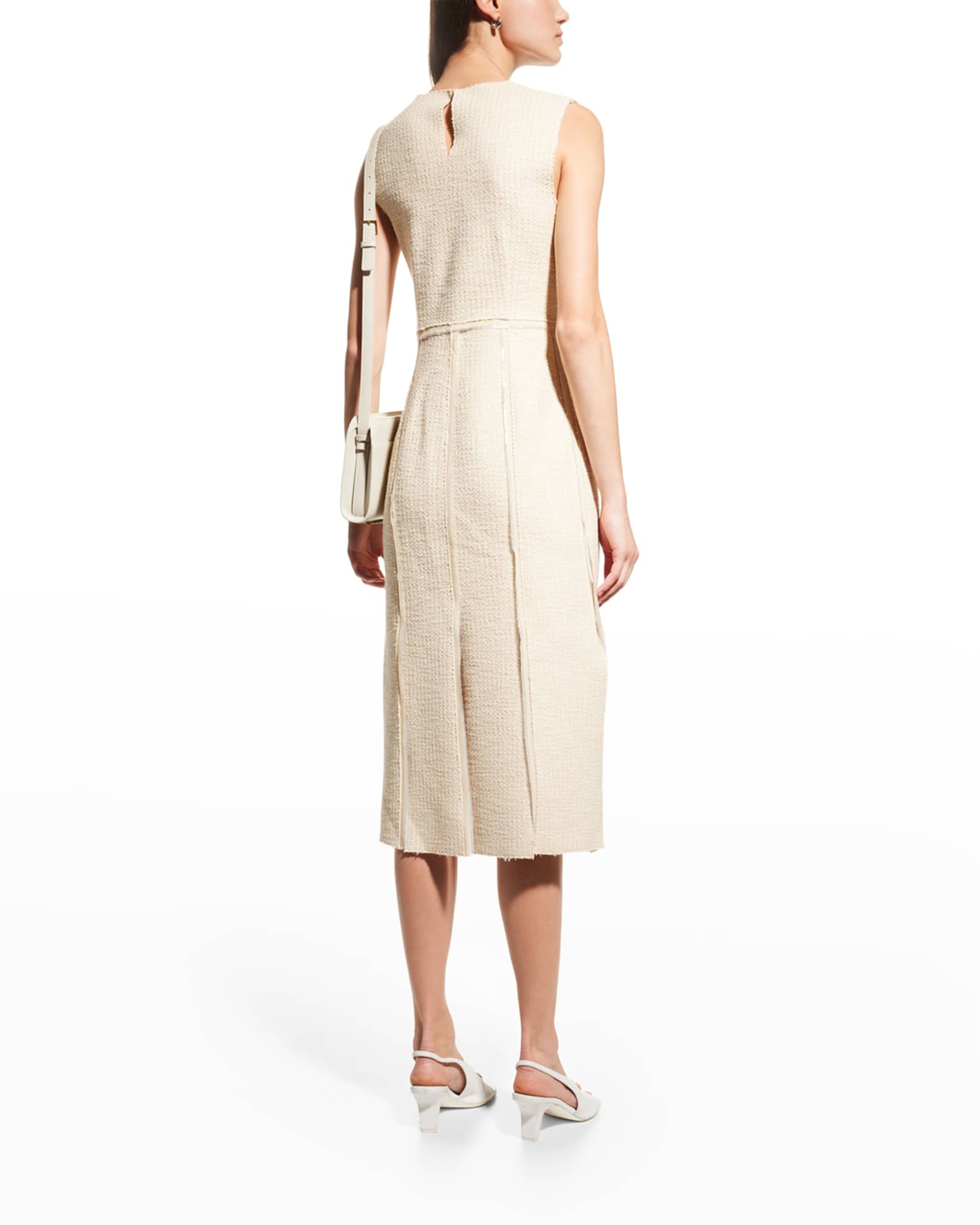 St. John Shimmer Tweed Midi Dress w/ Panel Detail | Neiman Marcus