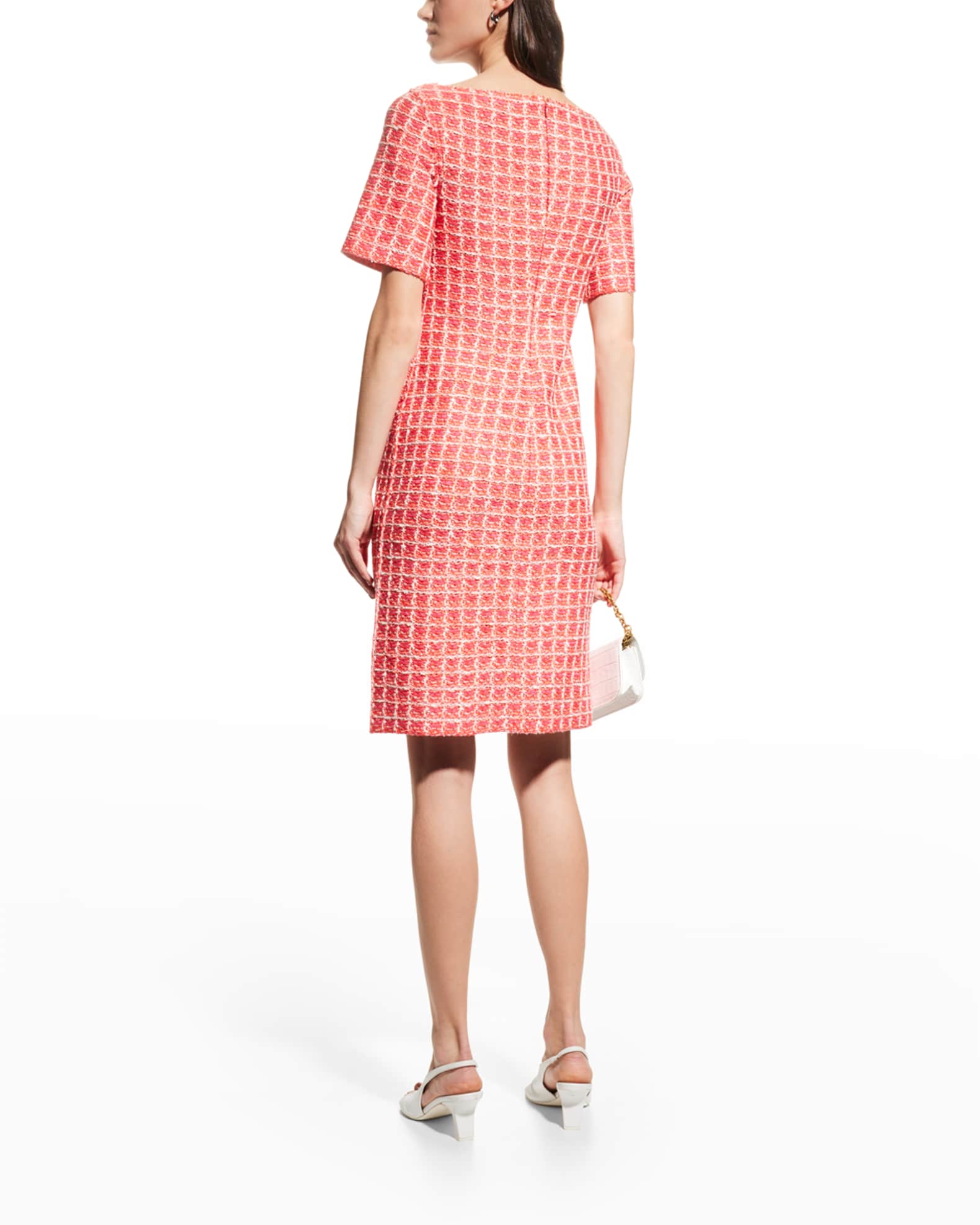 St. John Windowpane Tweed Knee-Length Dress | Neiman Marcus
