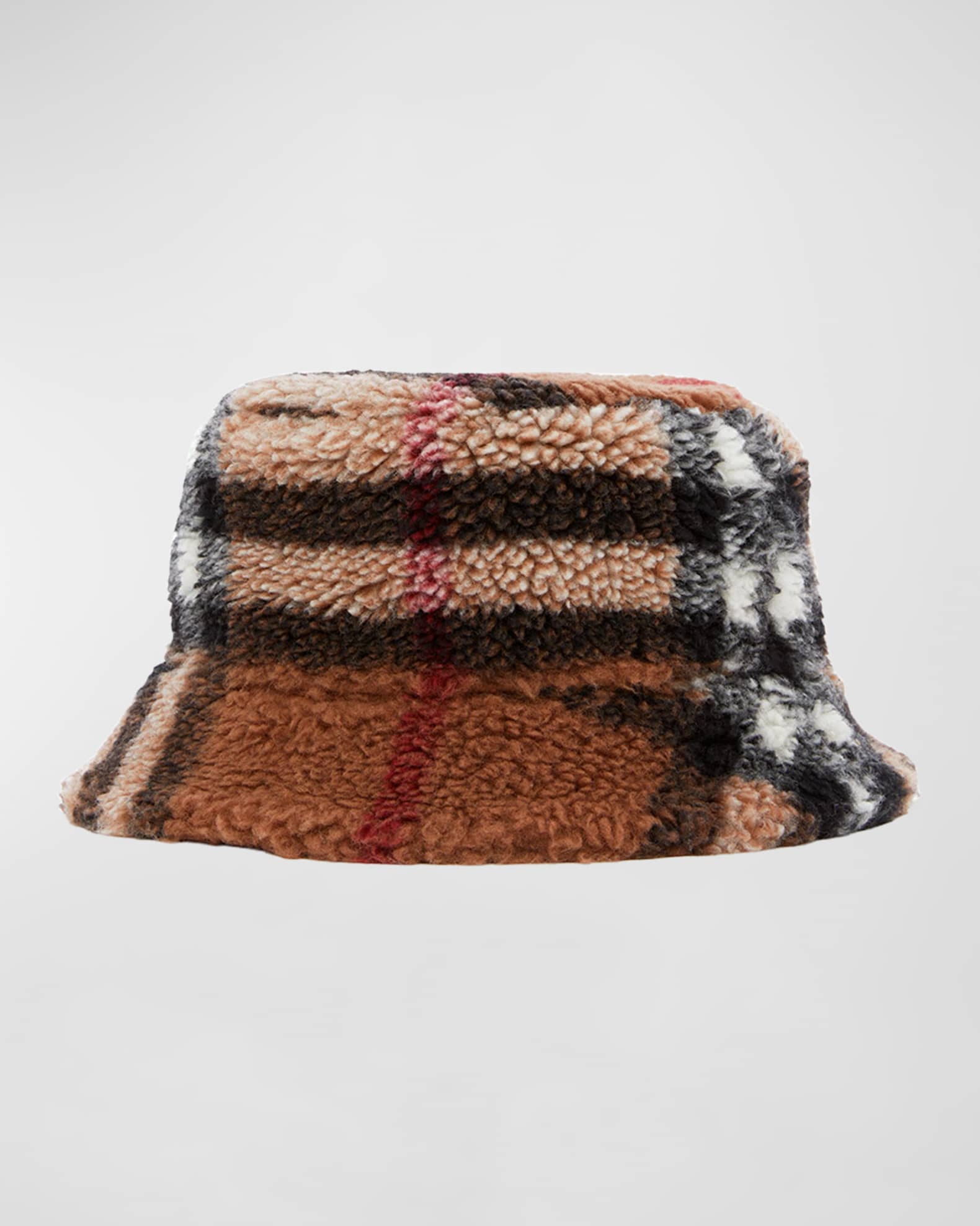 Burberry Reversible Check Fleece Bucket Hat | Neiman Marcus