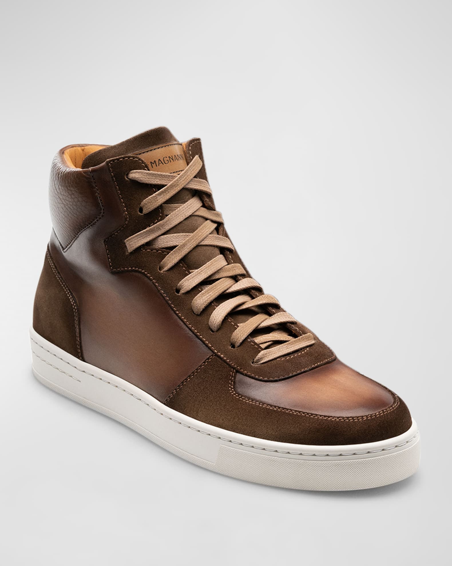 Magnanni Men's Rubio Leather & Suede High-Top Sneakers | Neiman Marcus