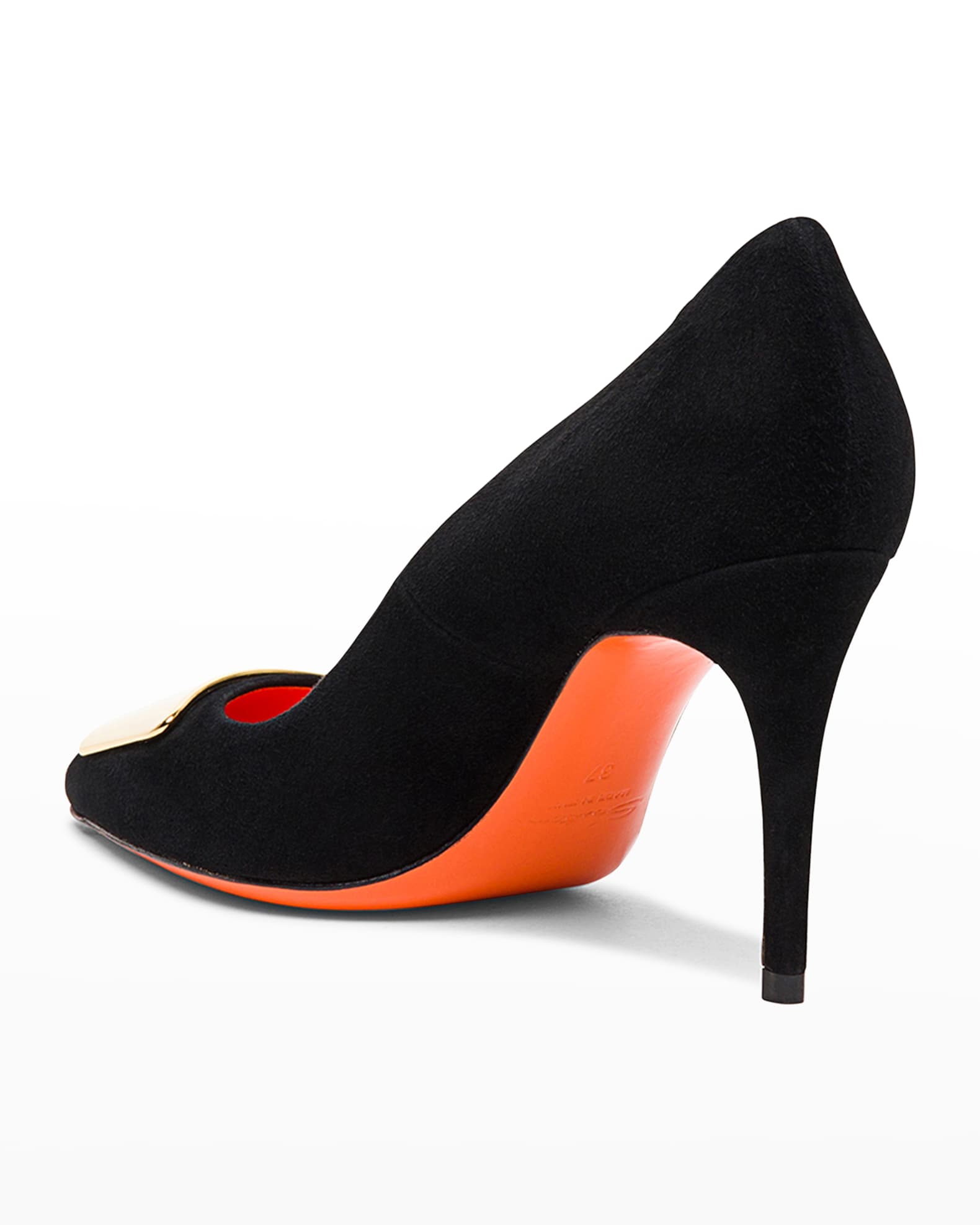Santoni Sibille Suede Plaque Pumps | Neiman Marcus