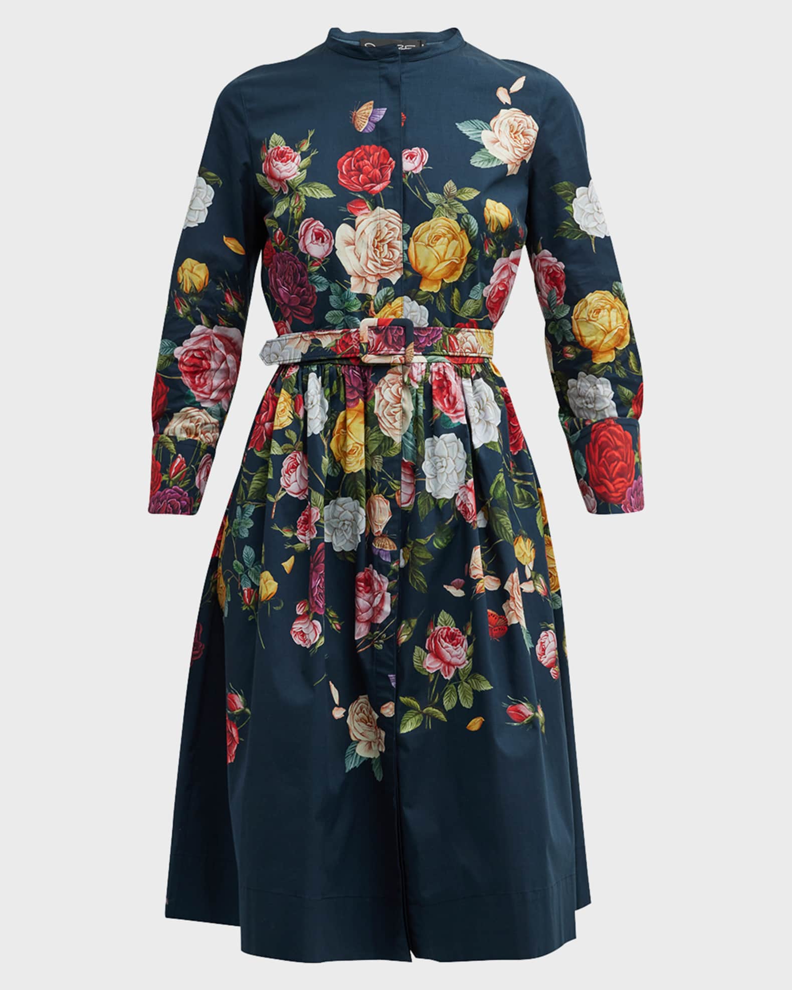 Oscar de la Renta Degrade Roses Button Front Dress | Neiman Marcus