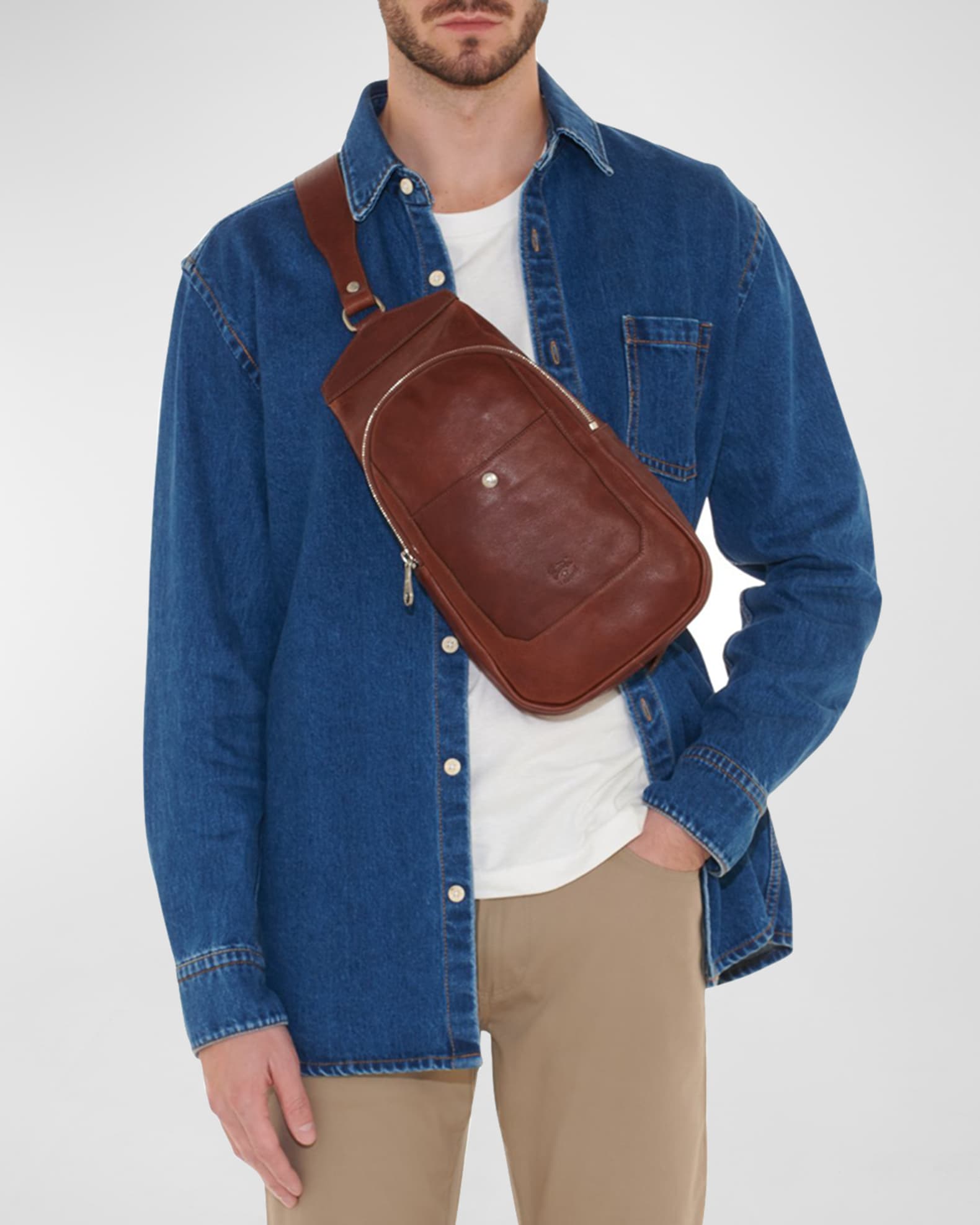 Il Bisonte Men's Cosimo Leather Single-Shoulder Backpack | Neiman Marcus