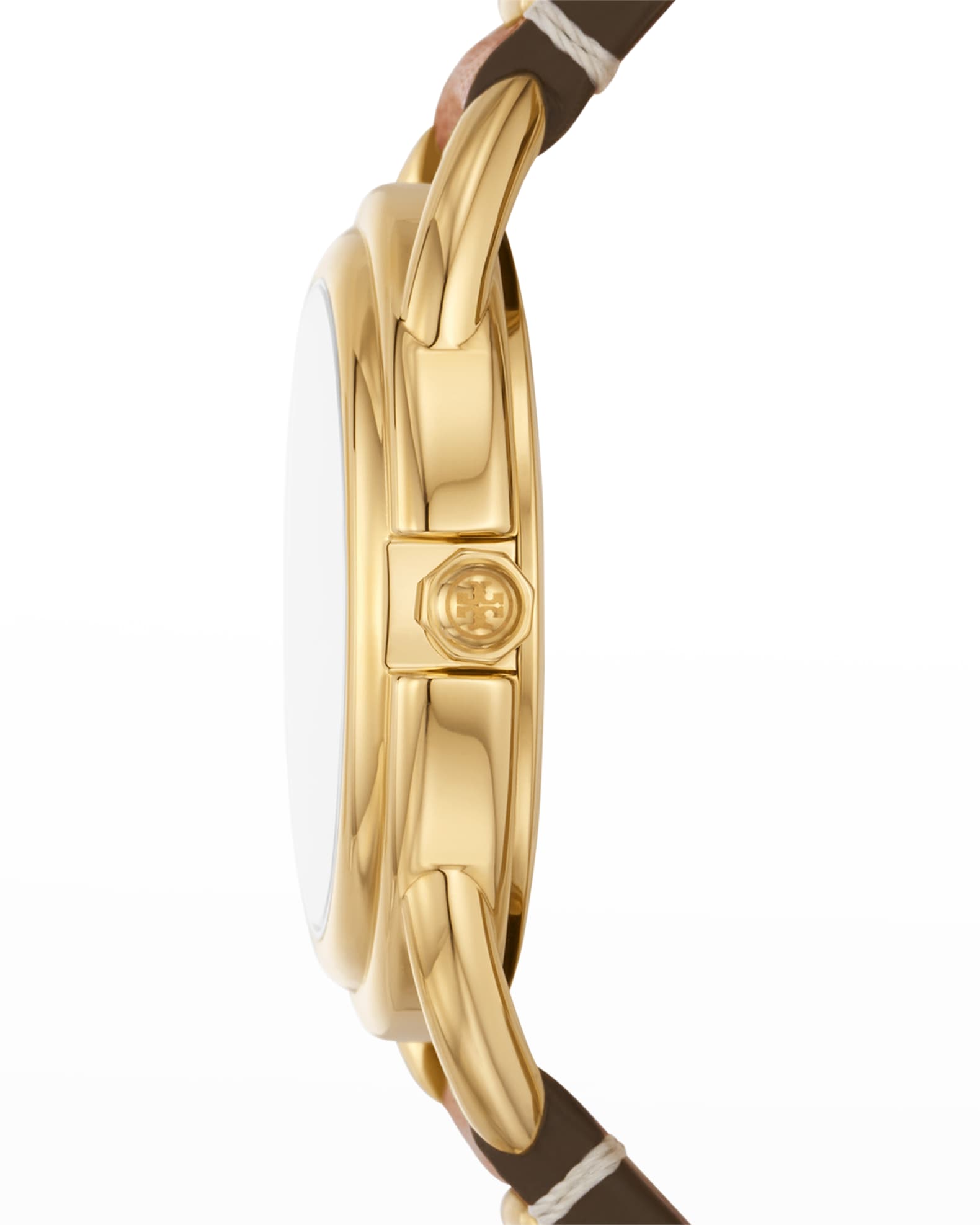 Tory Burch The Miller Braided Luggage Leather Watch | Neiman Marcus
