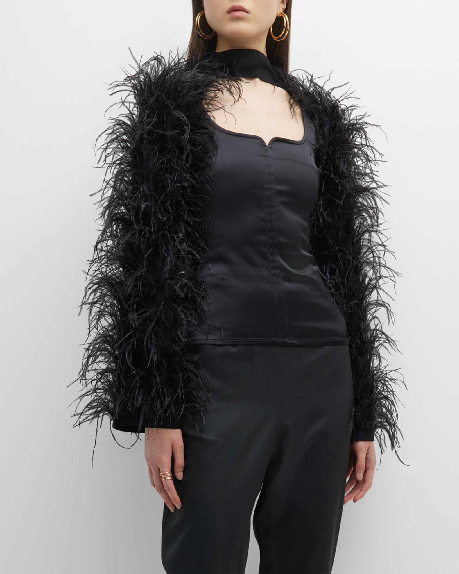 Cult Gaia Audrey Feather Shawl Jacket | Neiman Marcus