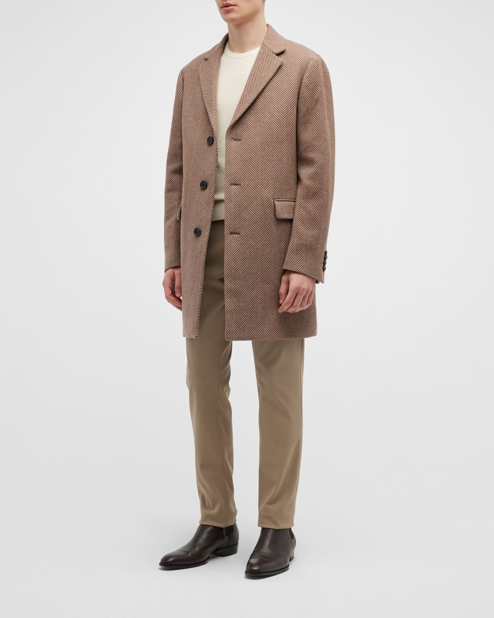 Cardinal of Canada Men's Sherwood Wool Herringbone Topcoat | Neiman Marcus