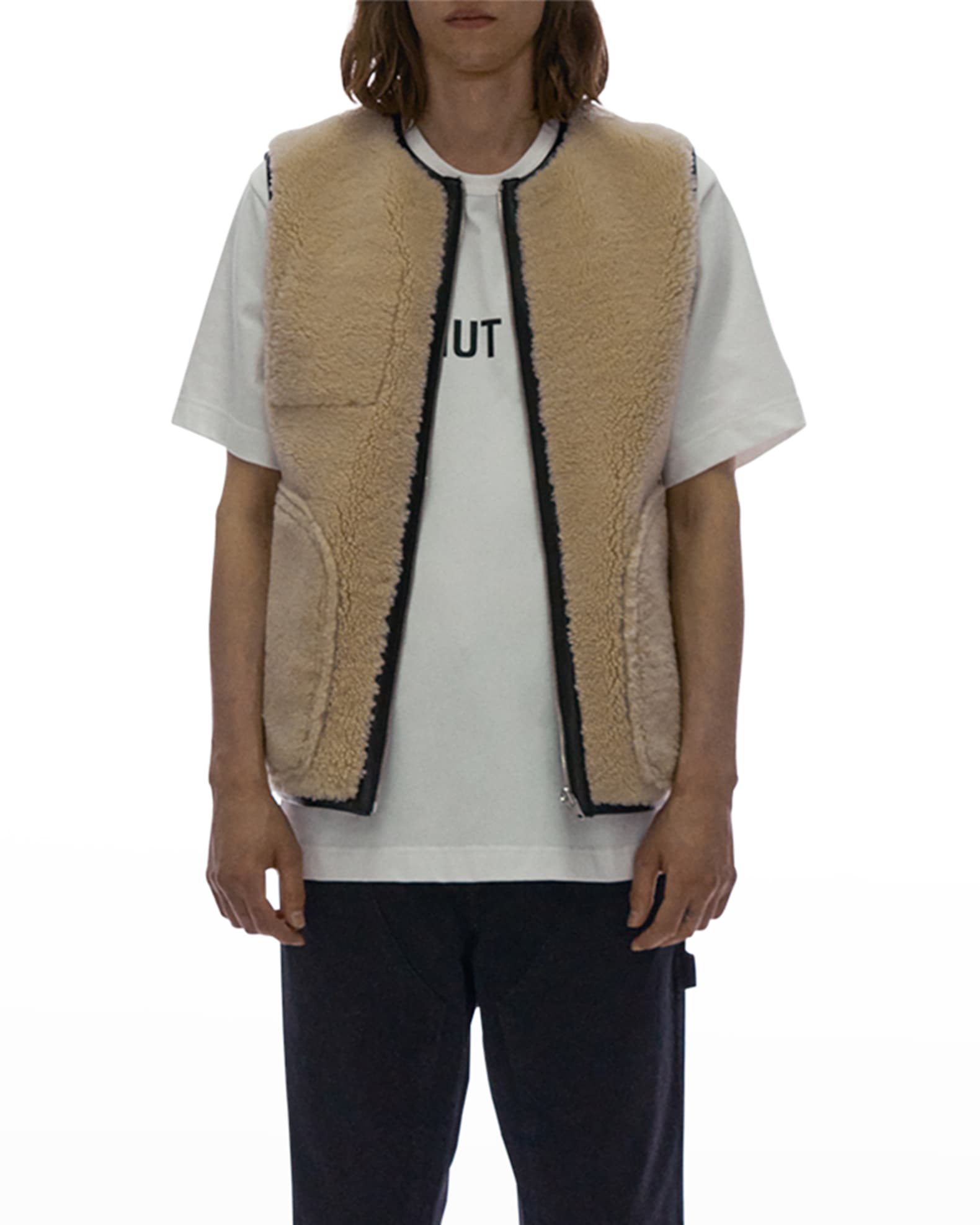 Helmut Lang Men's Reversible Shearling Vest | Neiman Marcus