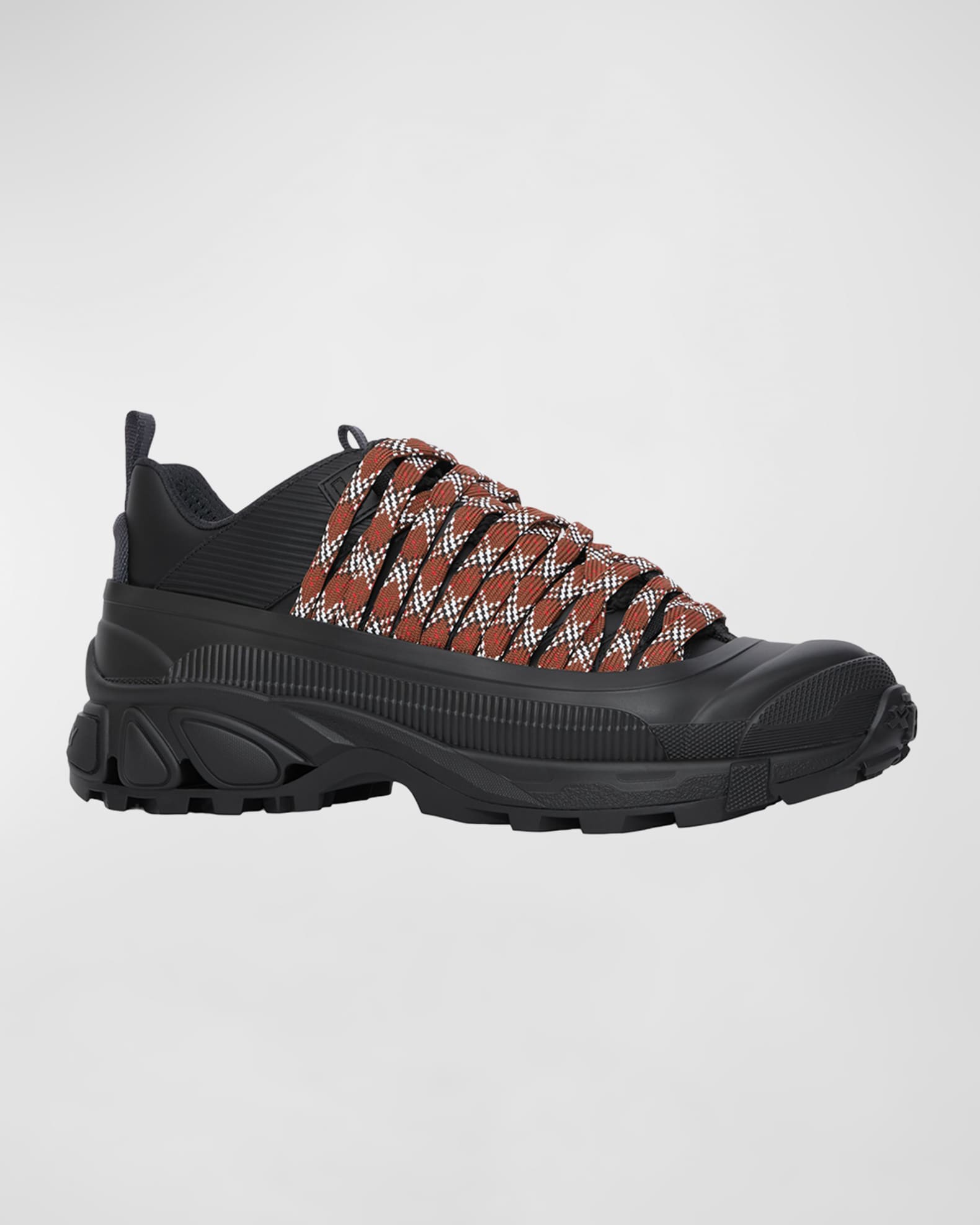 Burberry Men's Arthur Check Lace Leather & Nylon Sneakers | Neiman Marcus