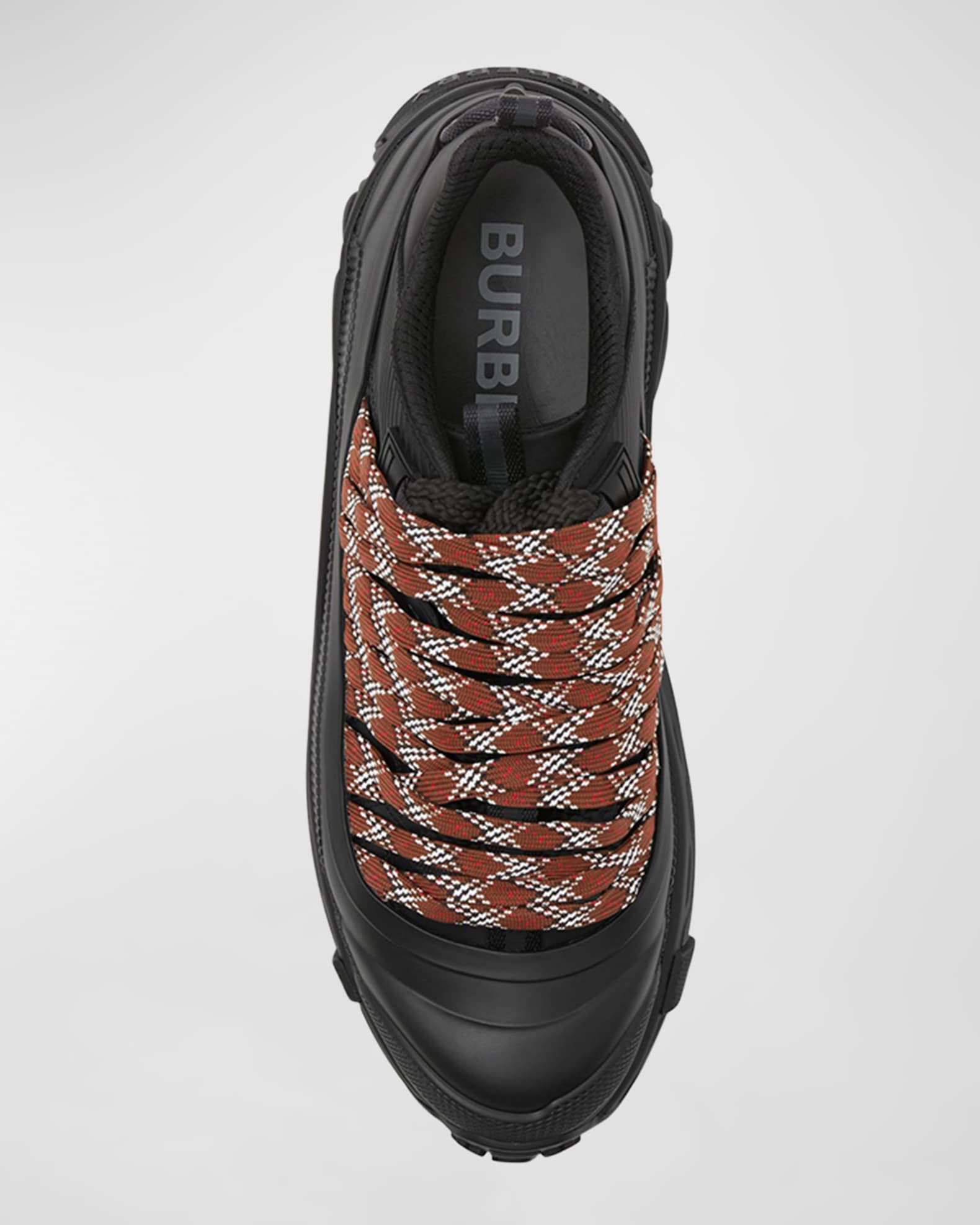 Burberry Men's Arthur Check Lace Leather & Nylon Sneakers | Neiman Marcus