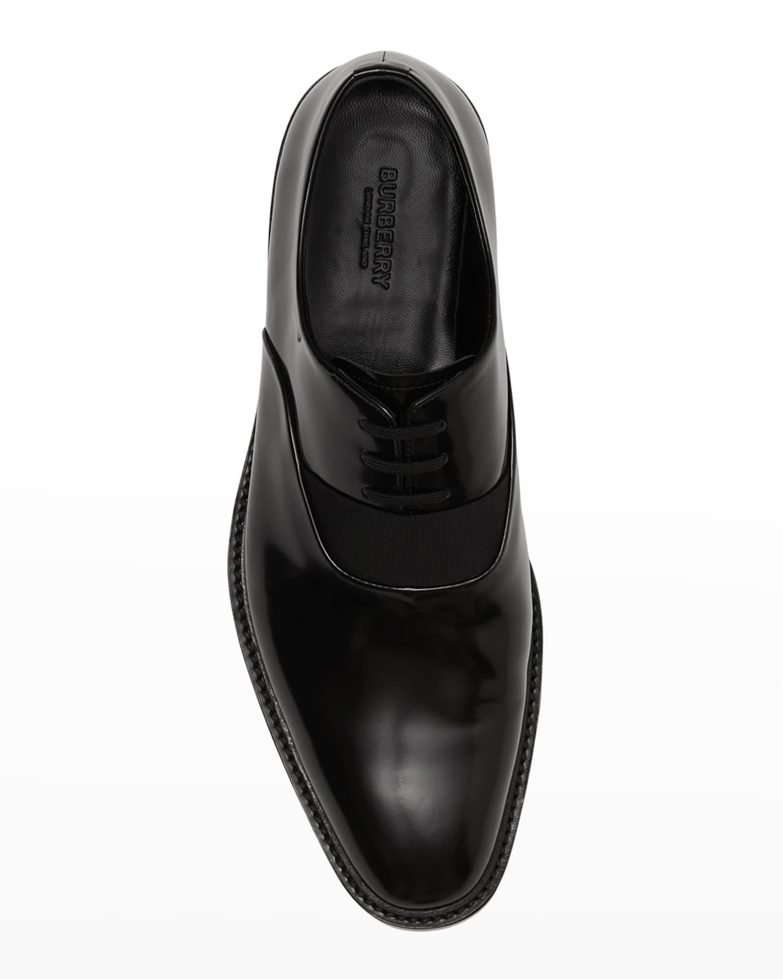 Burberry Men's Panelled Vamp Leather Derby Shoes | Neiman Marcus