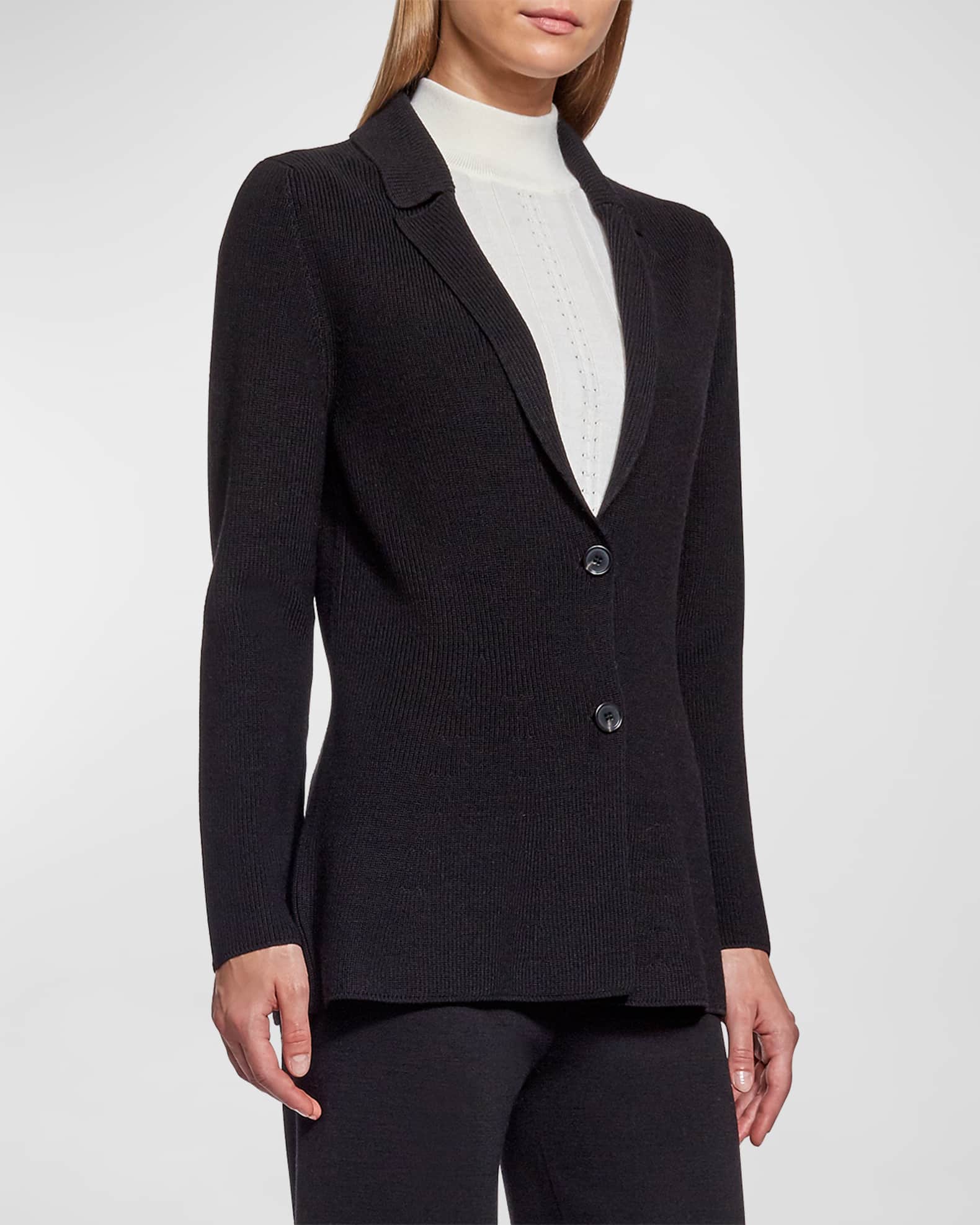 KNITSS Dina Single-Breasted Rib-Knit Jacket | Neiman Marcus
