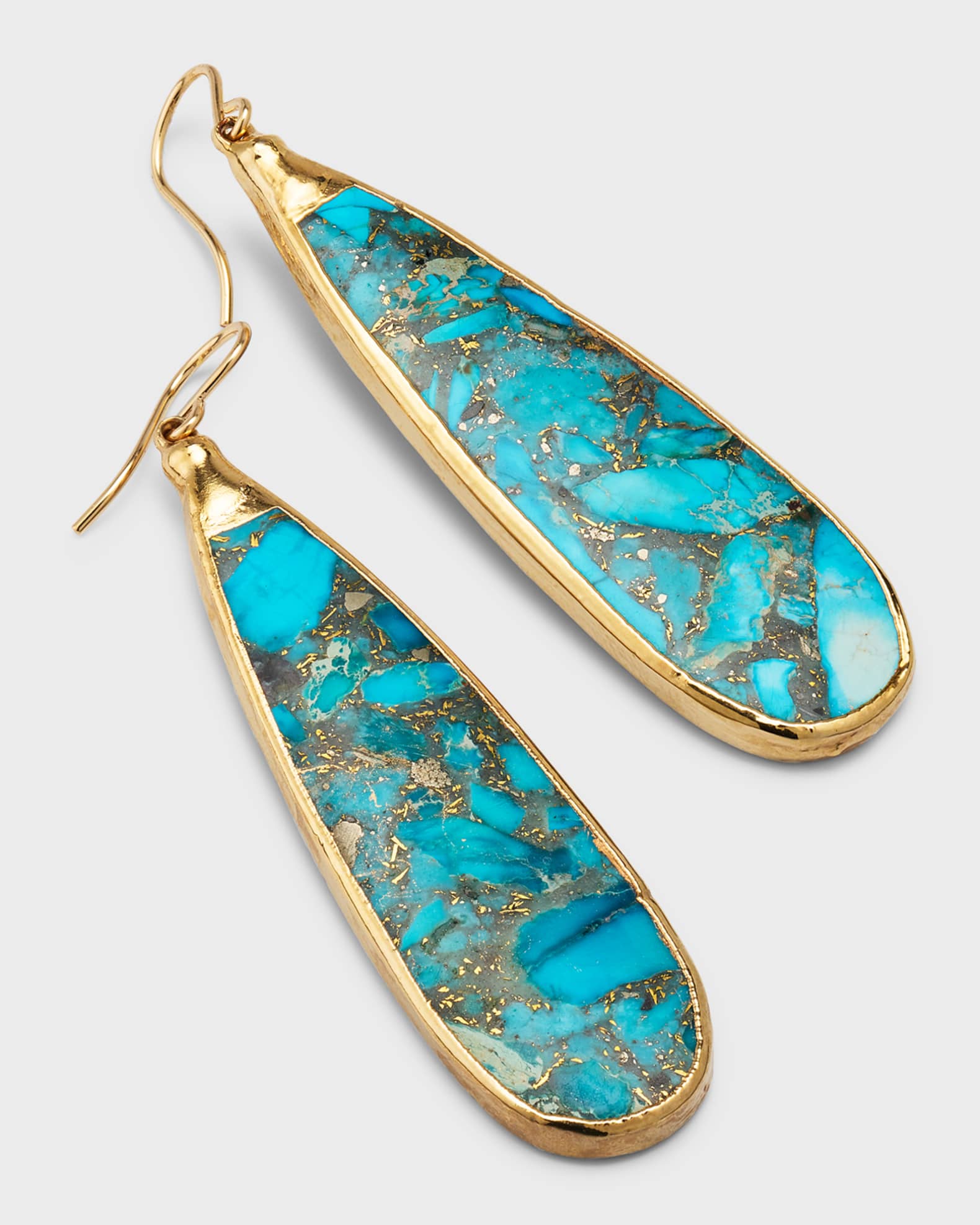 Devon Leigh Jasper Gold Foil Dangle Earrings | Neiman Marcus