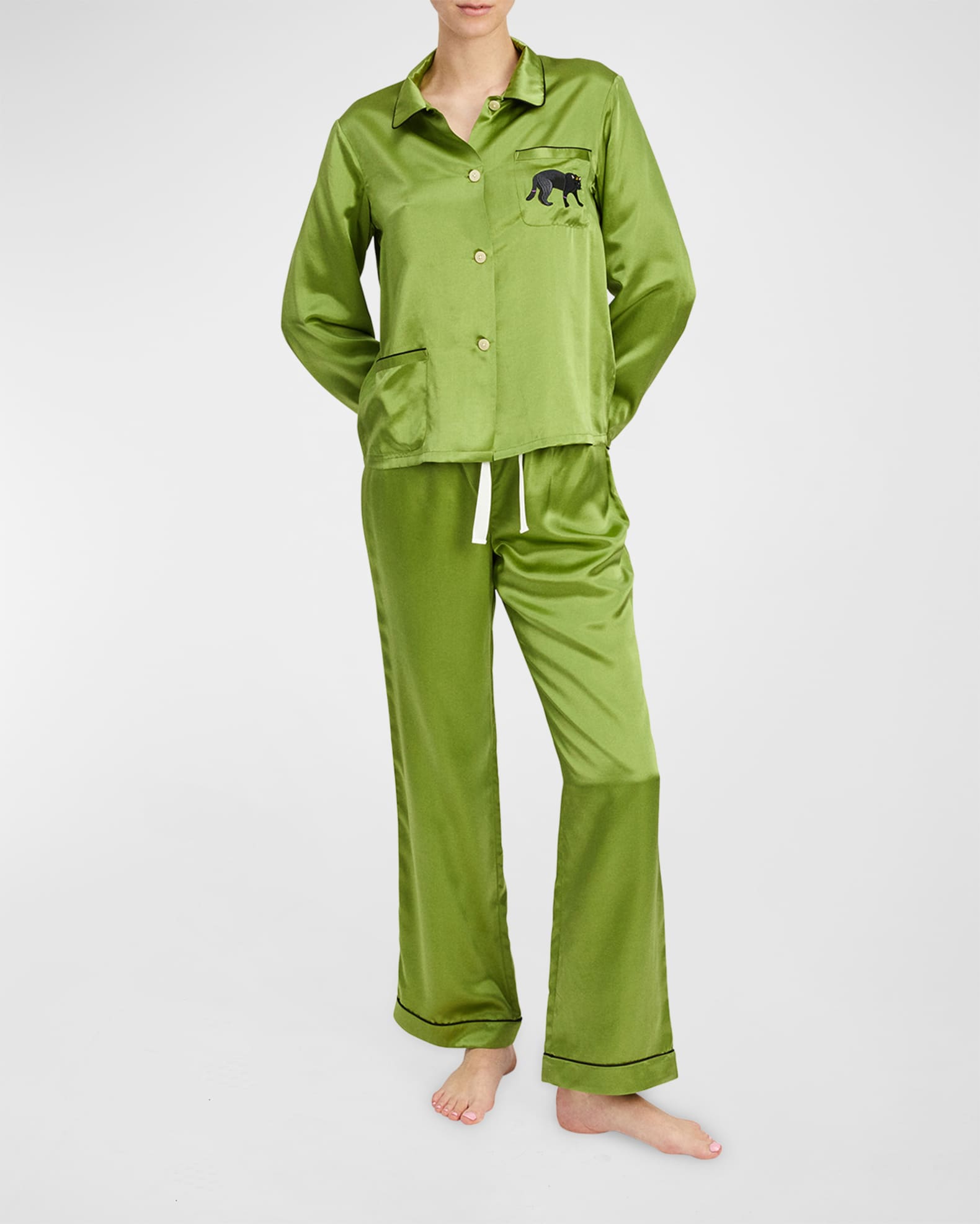 Morgan Lane Chantal Silk Pajama Pants | Neiman Marcus