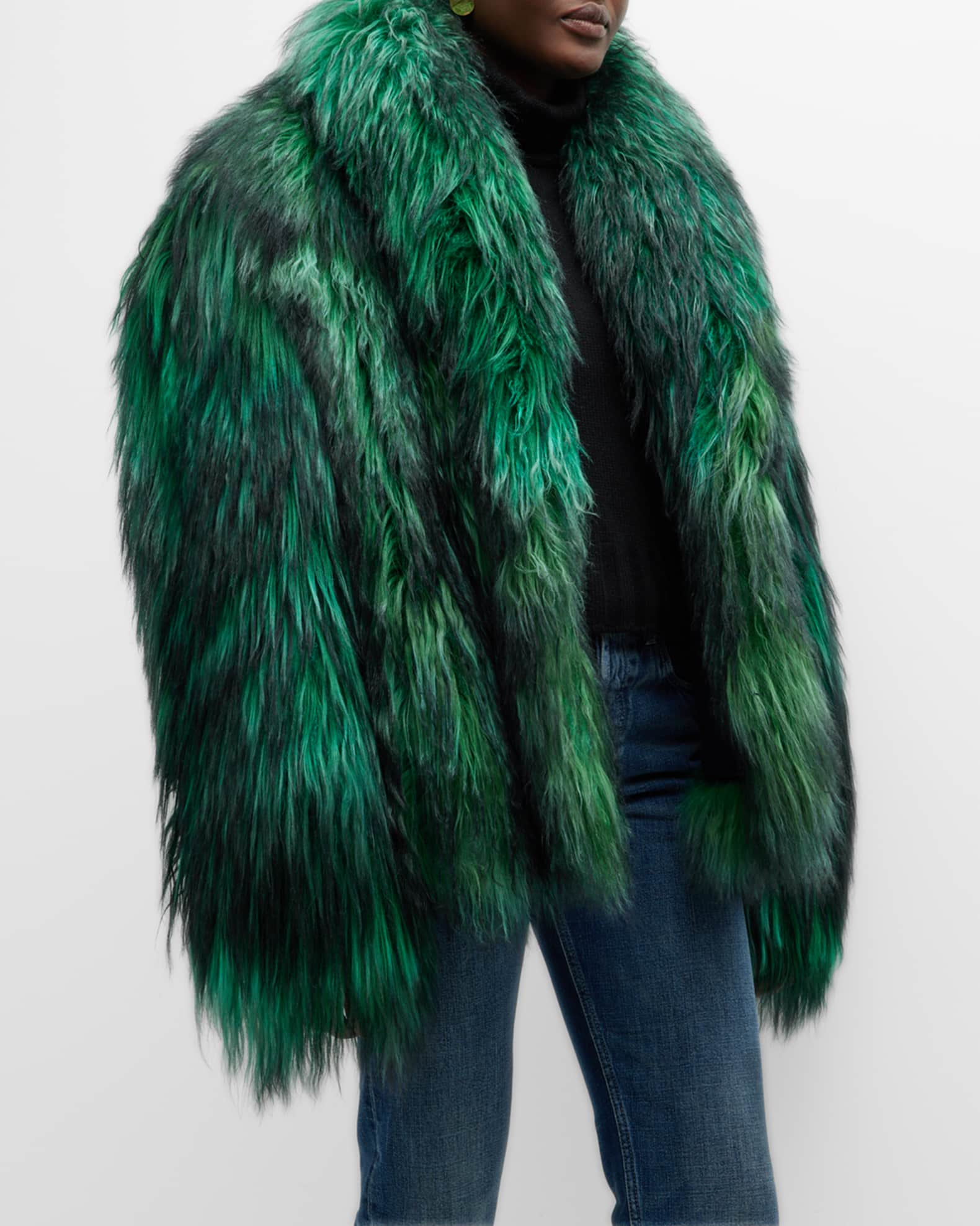 Gorski Long-Hair Goat Fur Jacket | Neiman Marcus