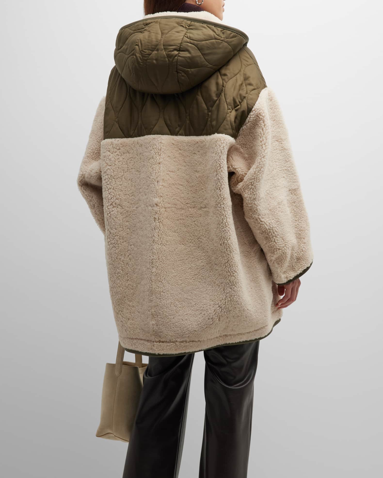 HALFBOY Mixed Media Shearling Teddy Coat | Neiman Marcus