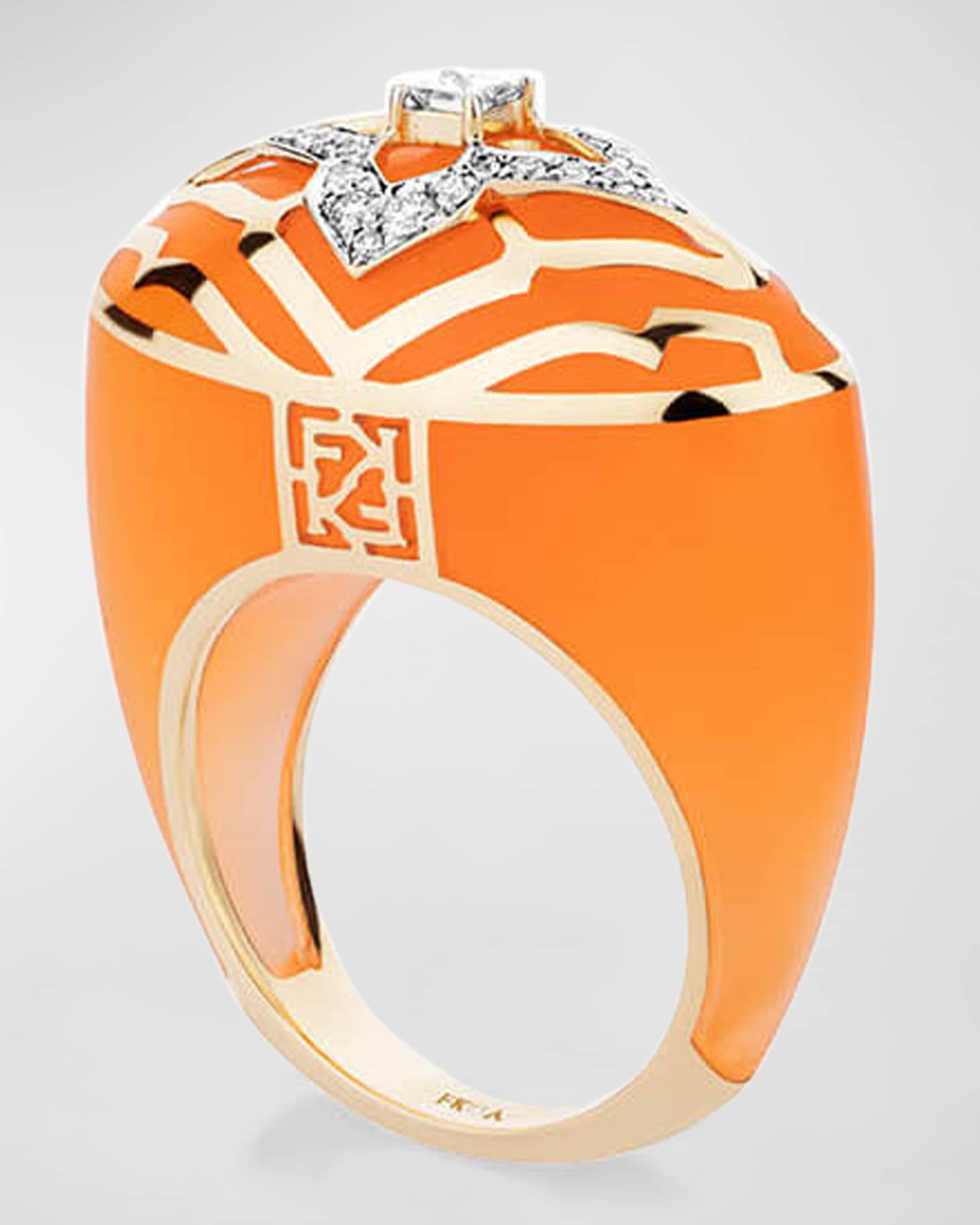 Farah Khan Atelier 18K Yellow Gold Flush Orange Mumbai Vivacious Ring, Size 7 | Neiman Marcus