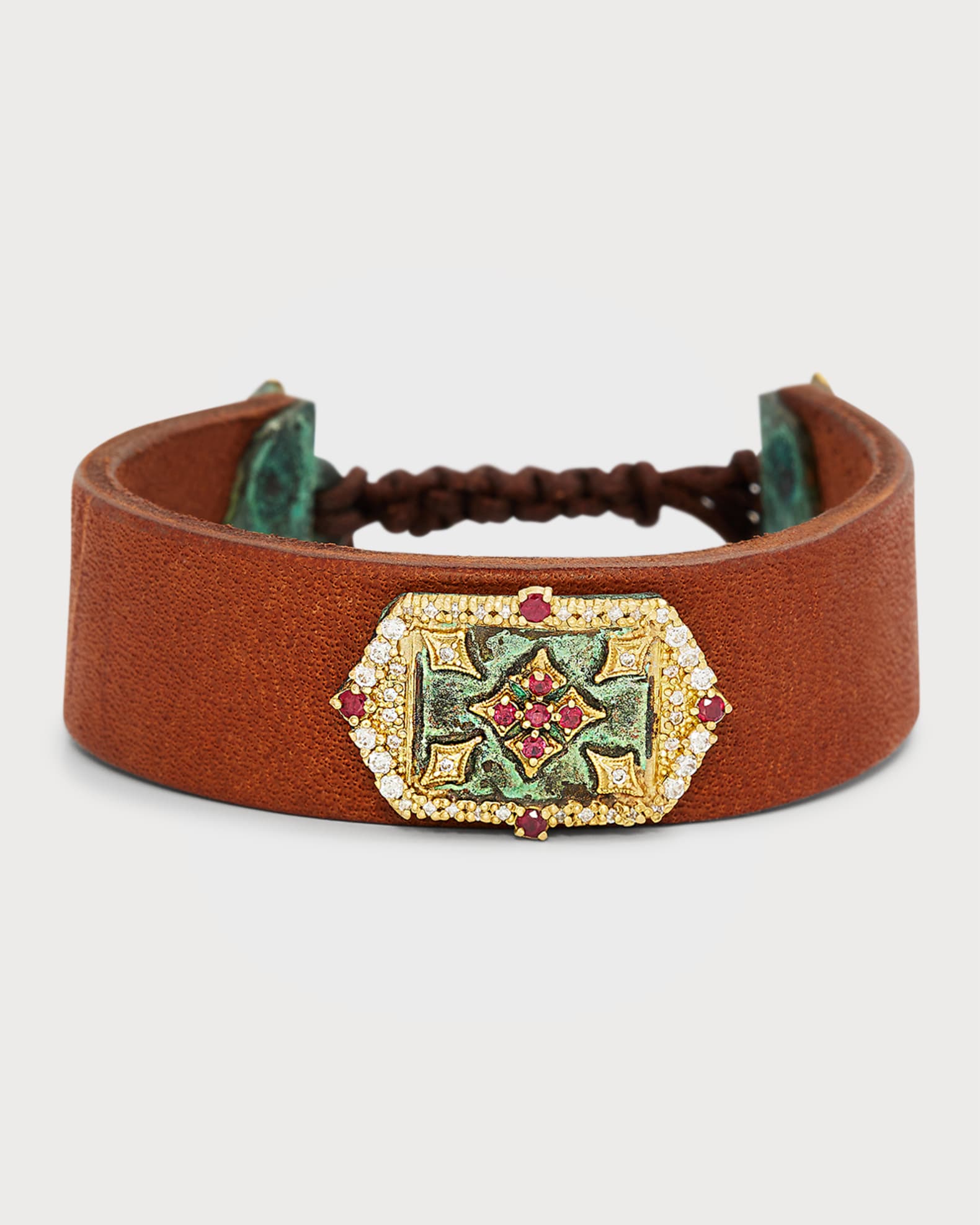 Armenta Multi-Stone Art Leather Bracelet | Neiman Marcus