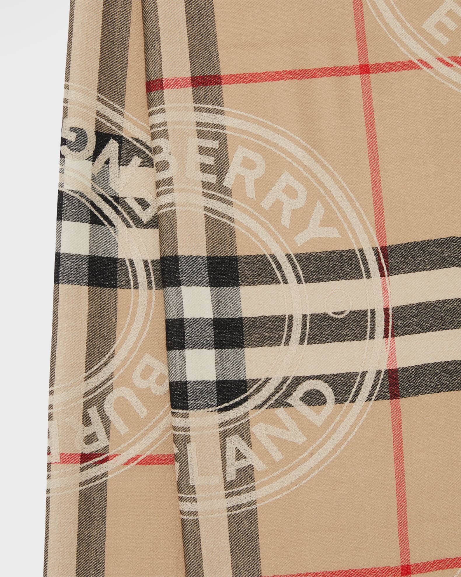 Burberry Roundel Logo Giant Check Cashmere-Blend Scarf | Neiman Marcus