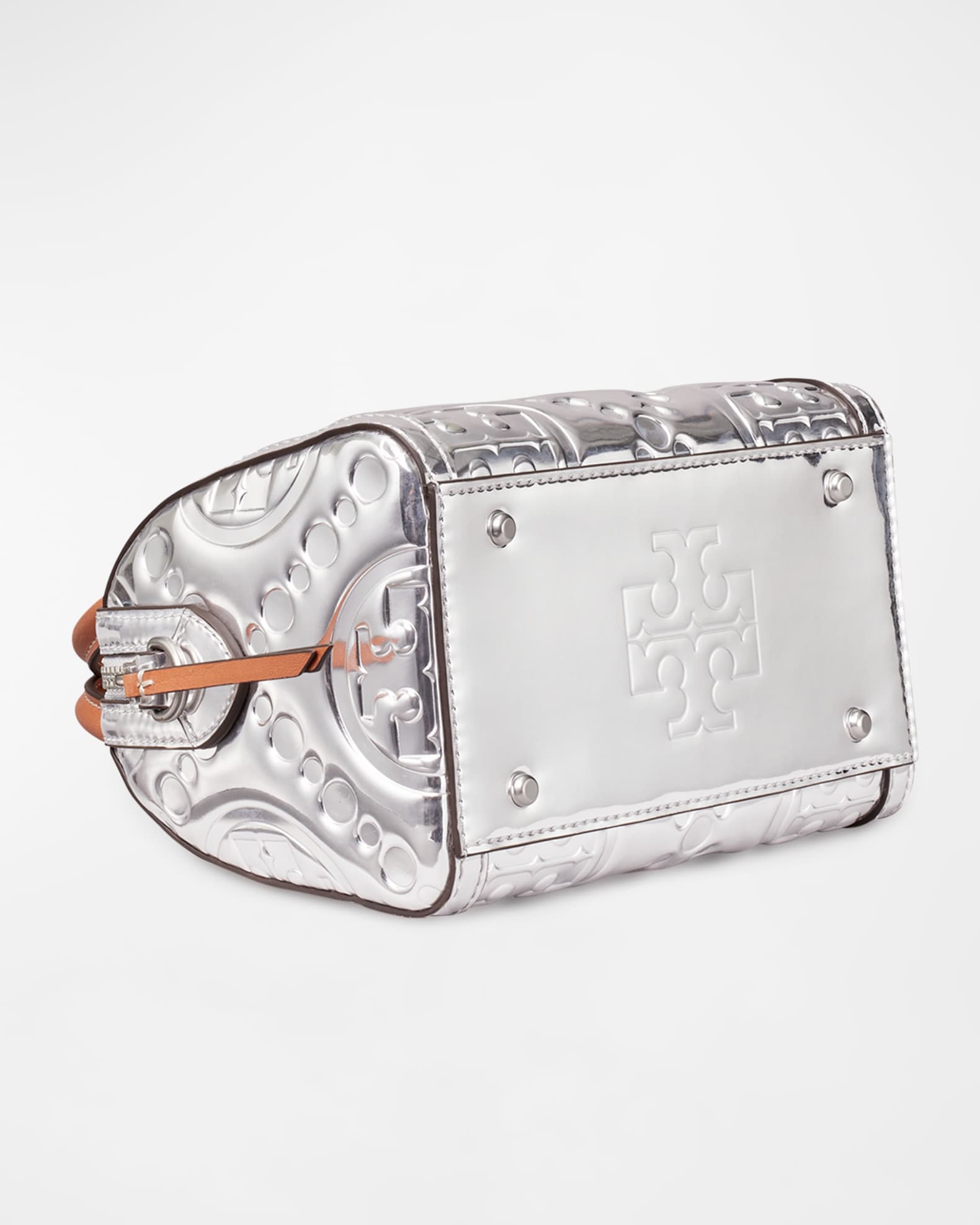 Tory Burch T Monogram Embossed Metallic Barrel Crossbody Bag | Neiman ...