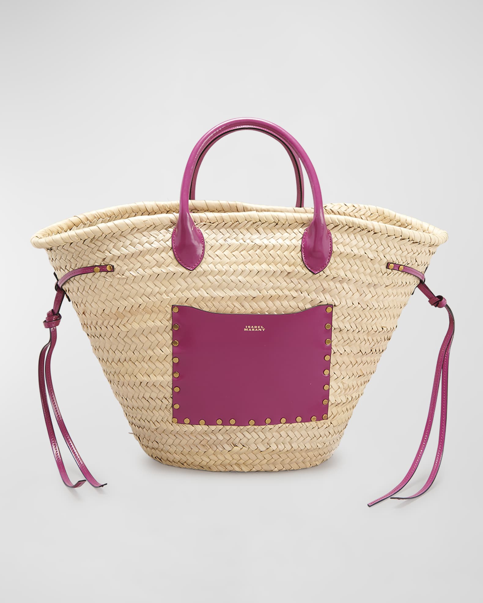 Isabel Marant Cadix Straw & Leather Tote Bag | Neiman Marcus