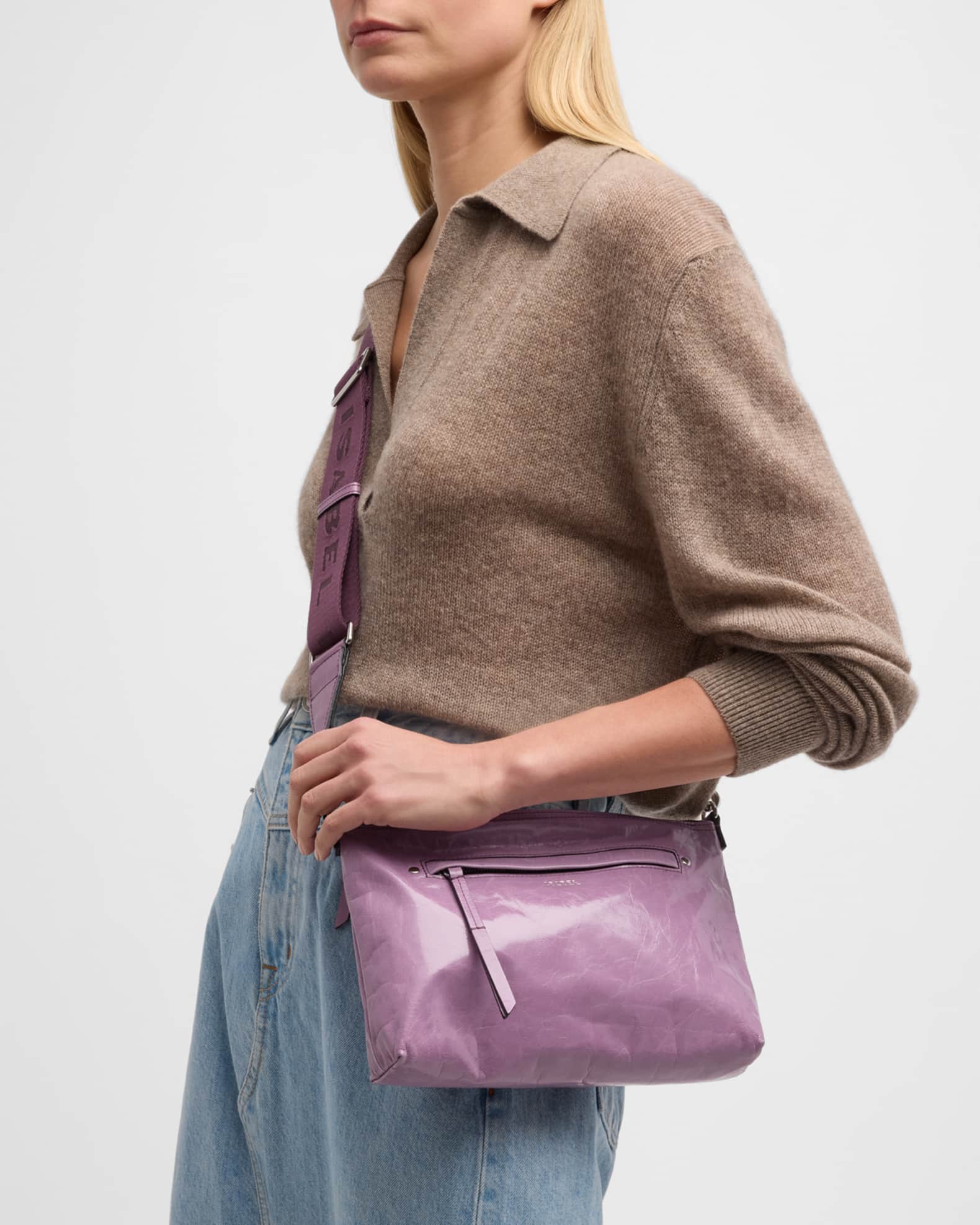 Isabel Marant Nessah Zip Leather Shoulder Bag | Neiman Marcus