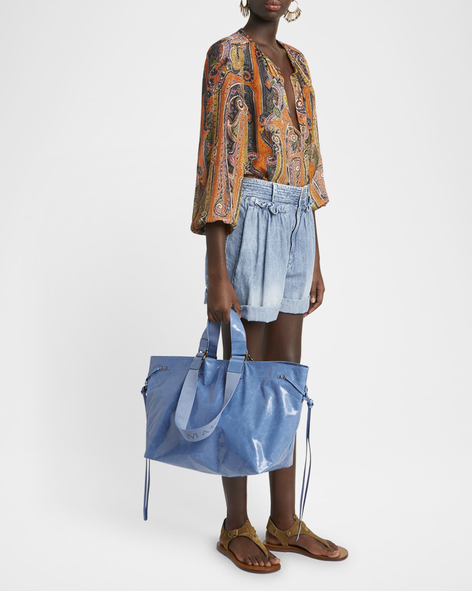 Isabel Marant Wardy Double-Handle Leather Tote Bag | Neiman Marcus