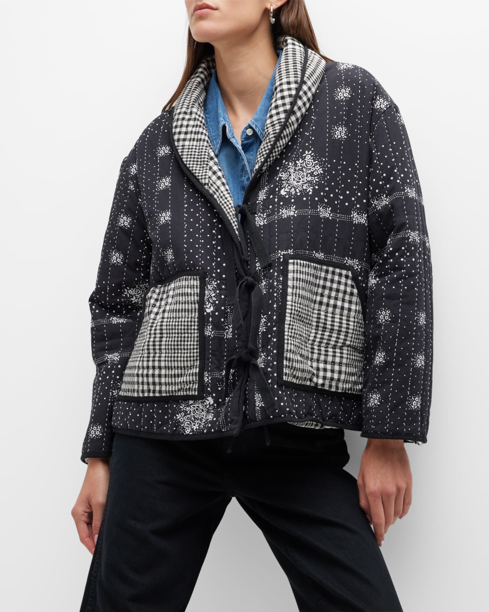The Great The Reversible Quilted Tie-Front Jacket | Neiman Marcus