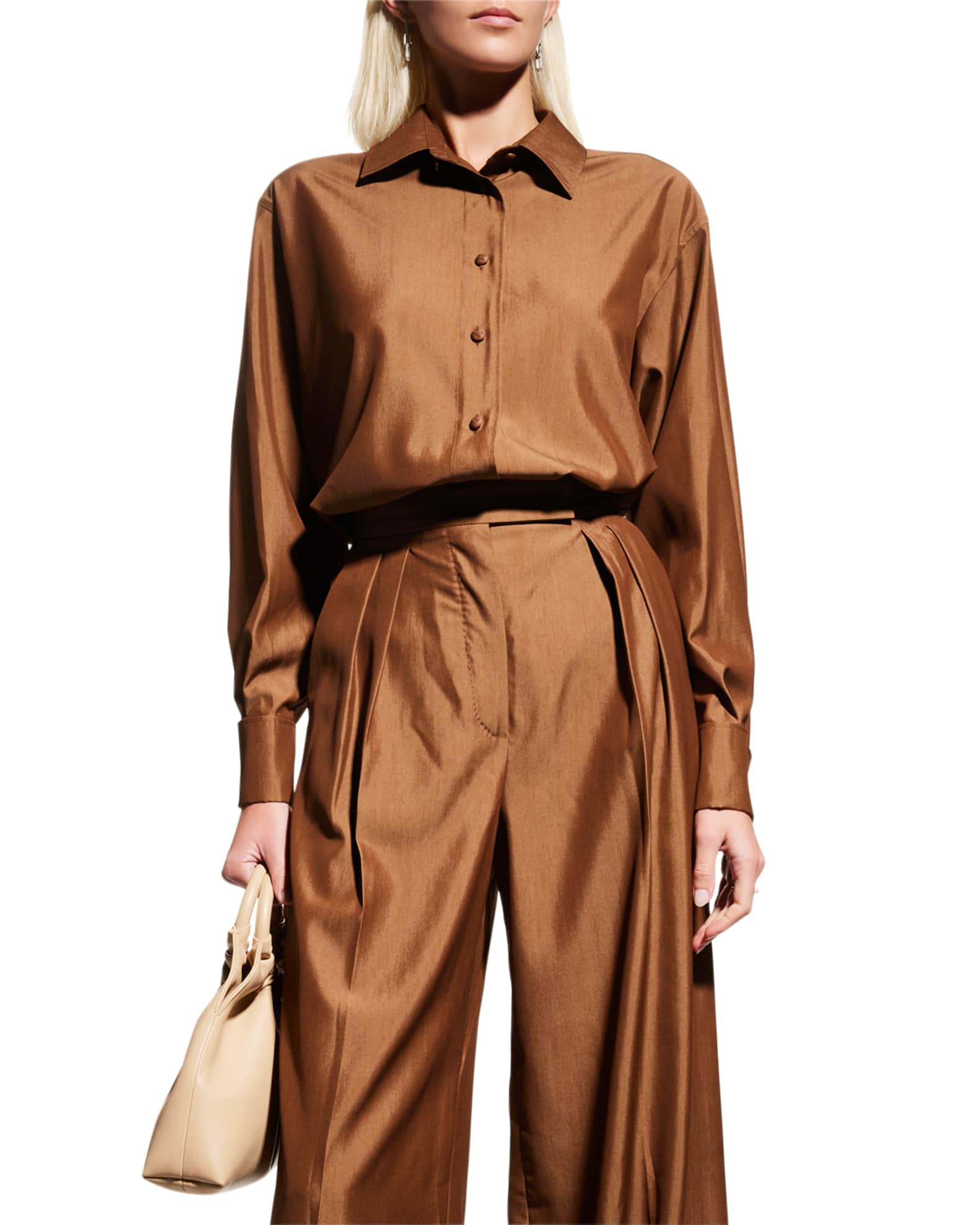Max Mara Zuai Button-Front Blouse | Neiman Marcus
