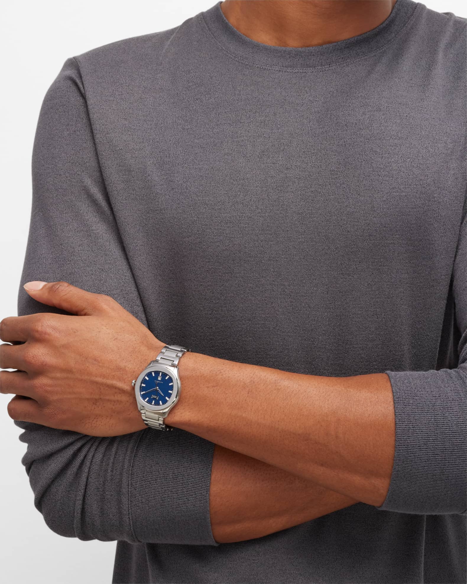 PIAGET Polo 36mm Stainless Steel Blue Dial Watch | Neiman Marcus