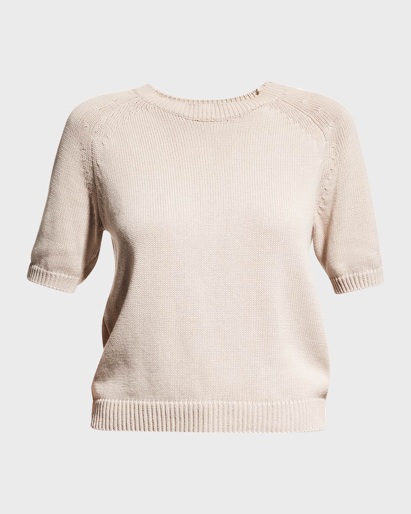 Max Mara Corinne Short-Sleeve Cotton Sweater | Neiman Marcus