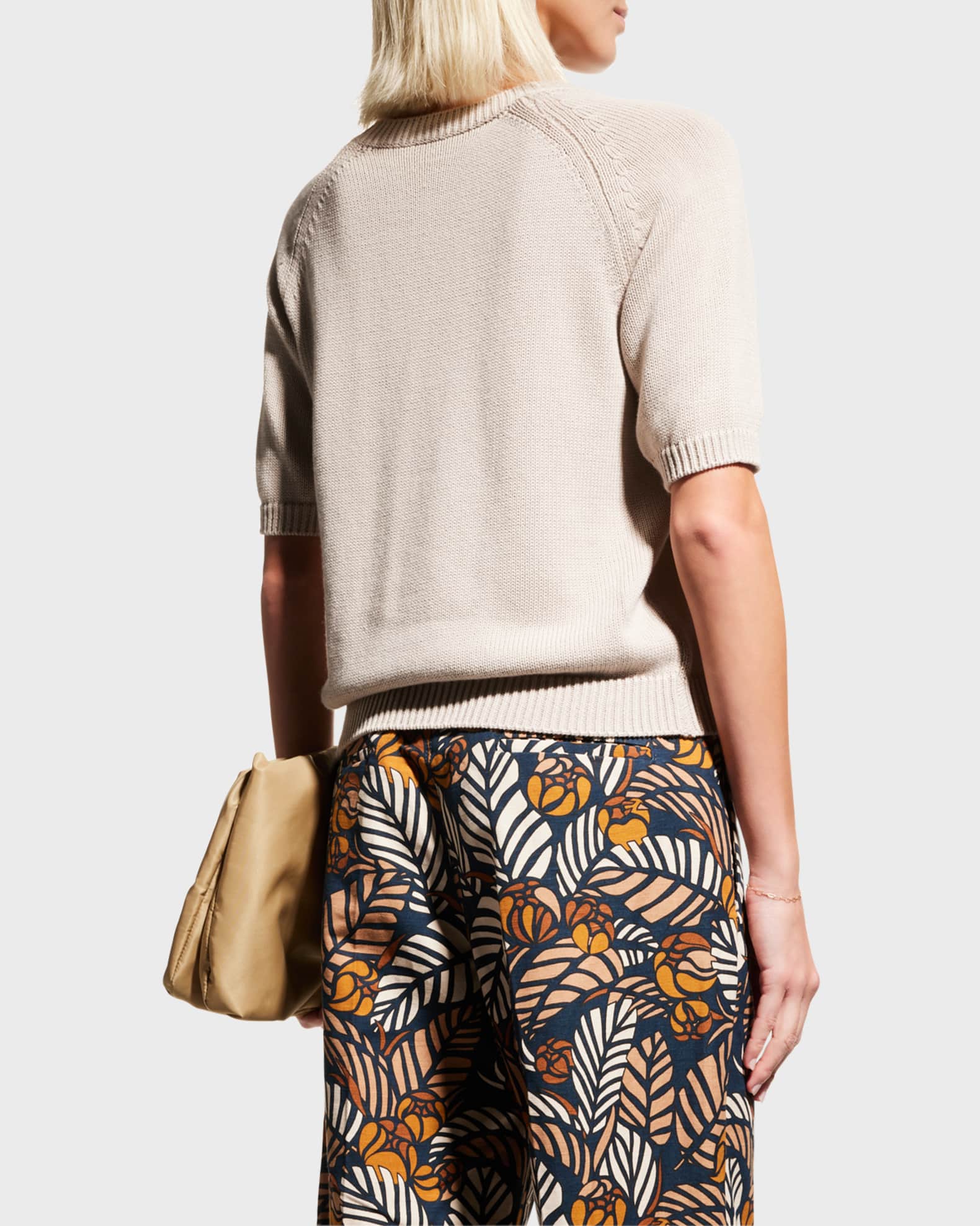 Max Mara Corinne Short-Sleeve Cotton Sweater | Neiman Marcus
