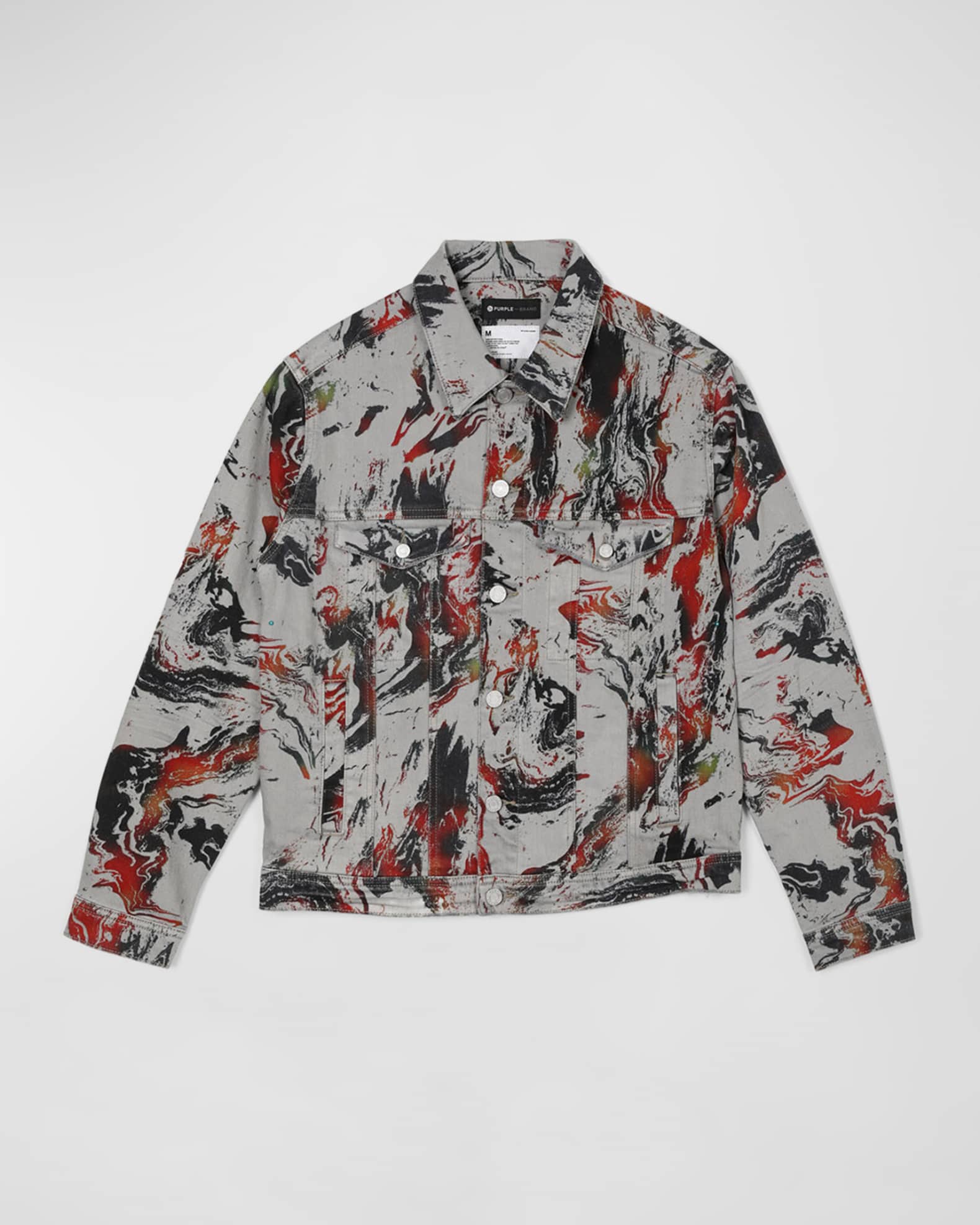 PURPLE Men's Marble-Print Trucker Jacket | Neiman Marcus