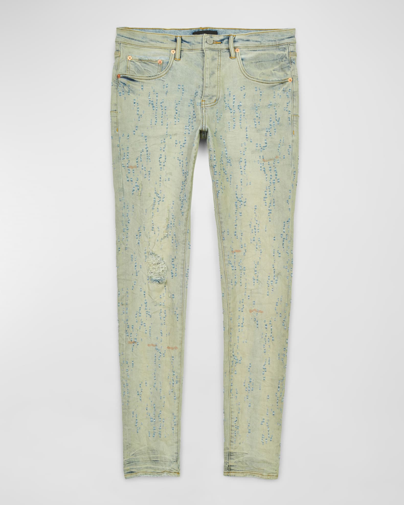 PURPLE Men's Buckshot Perforated Jeans | Neiman Marcus