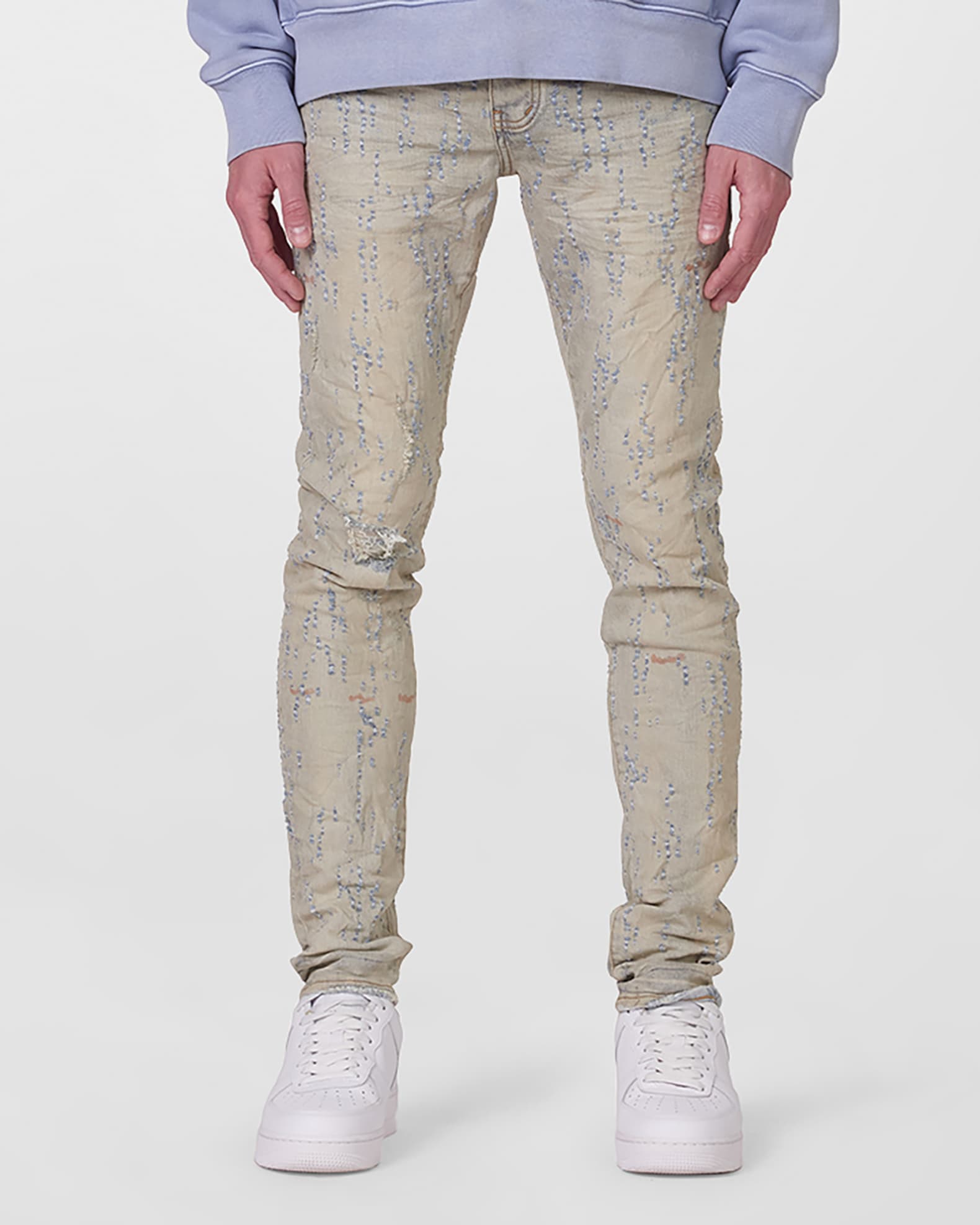 PURPLE Men's Buckshot Perforated Jeans | Neiman Marcus