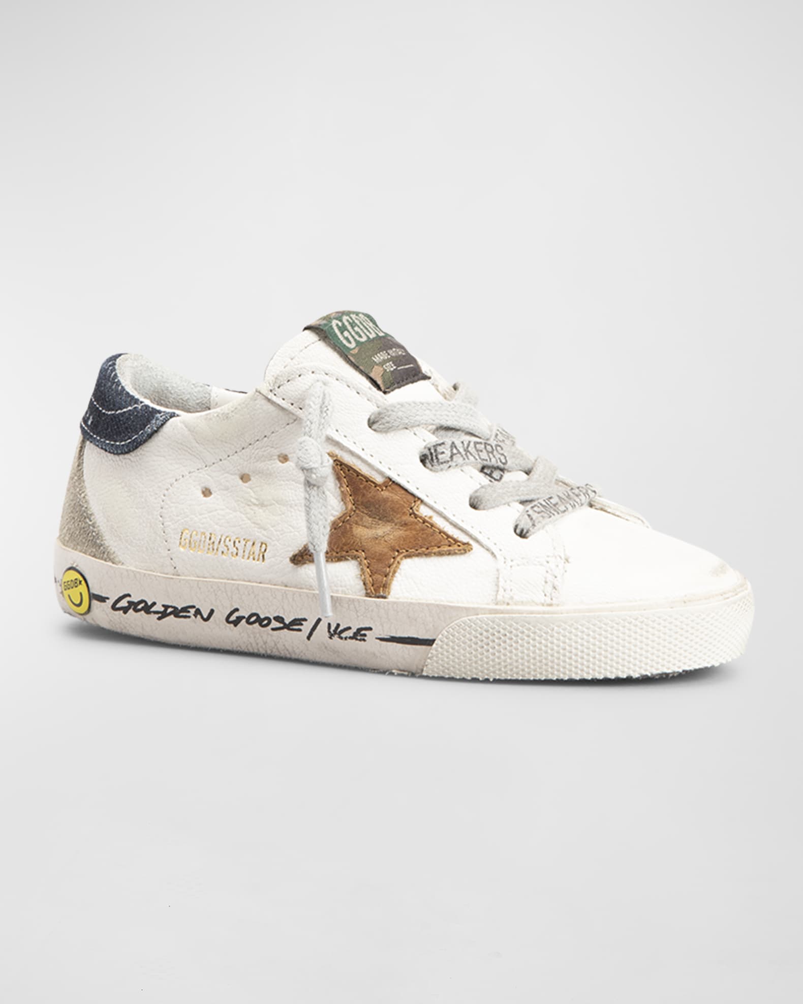 Golden Goose Kid's Super Star Nappa Leather Sneakers, Size Baby ...
