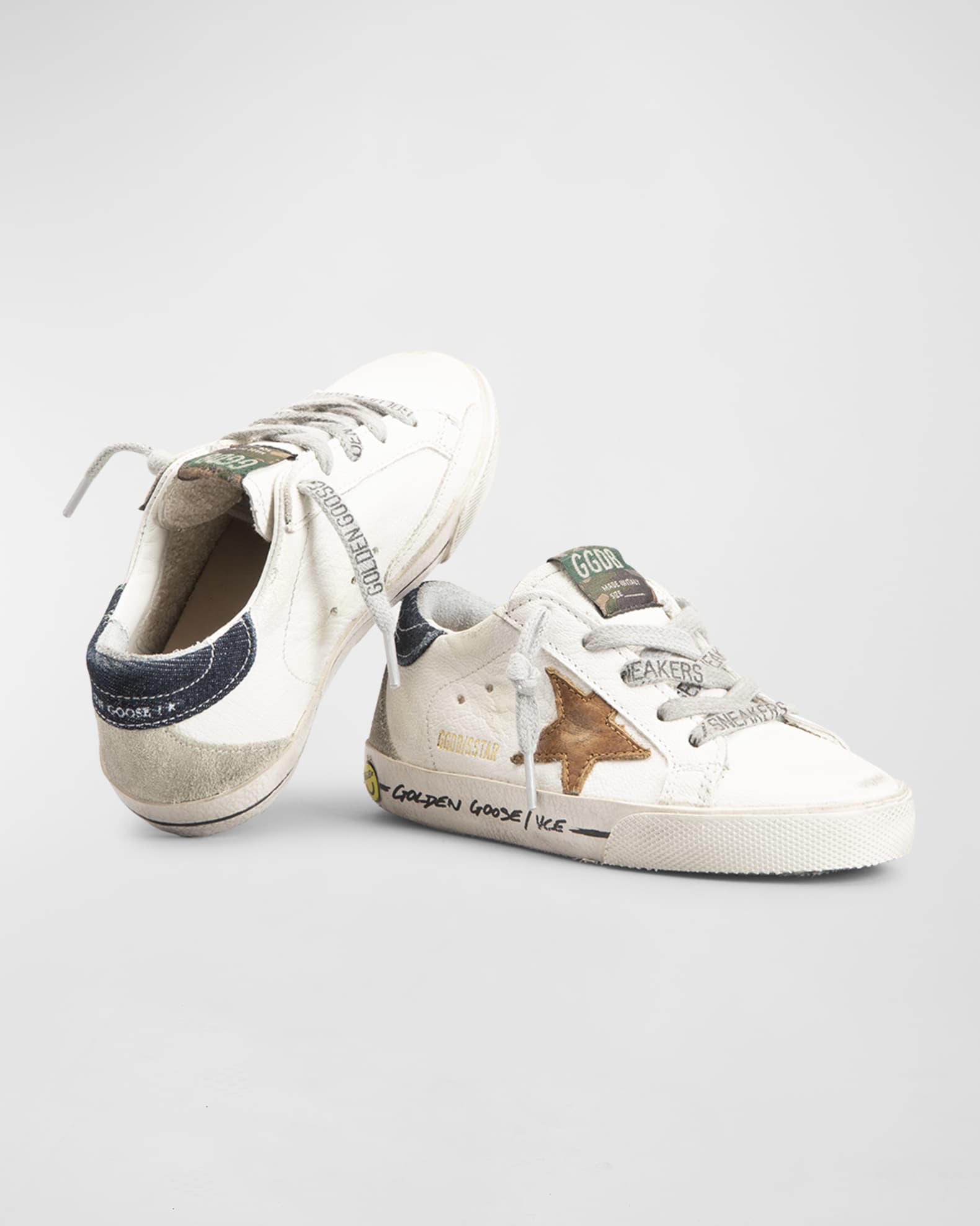 Golden Goose Kid's Super Star Nappa Leather Sneakers, Size Baby ...
