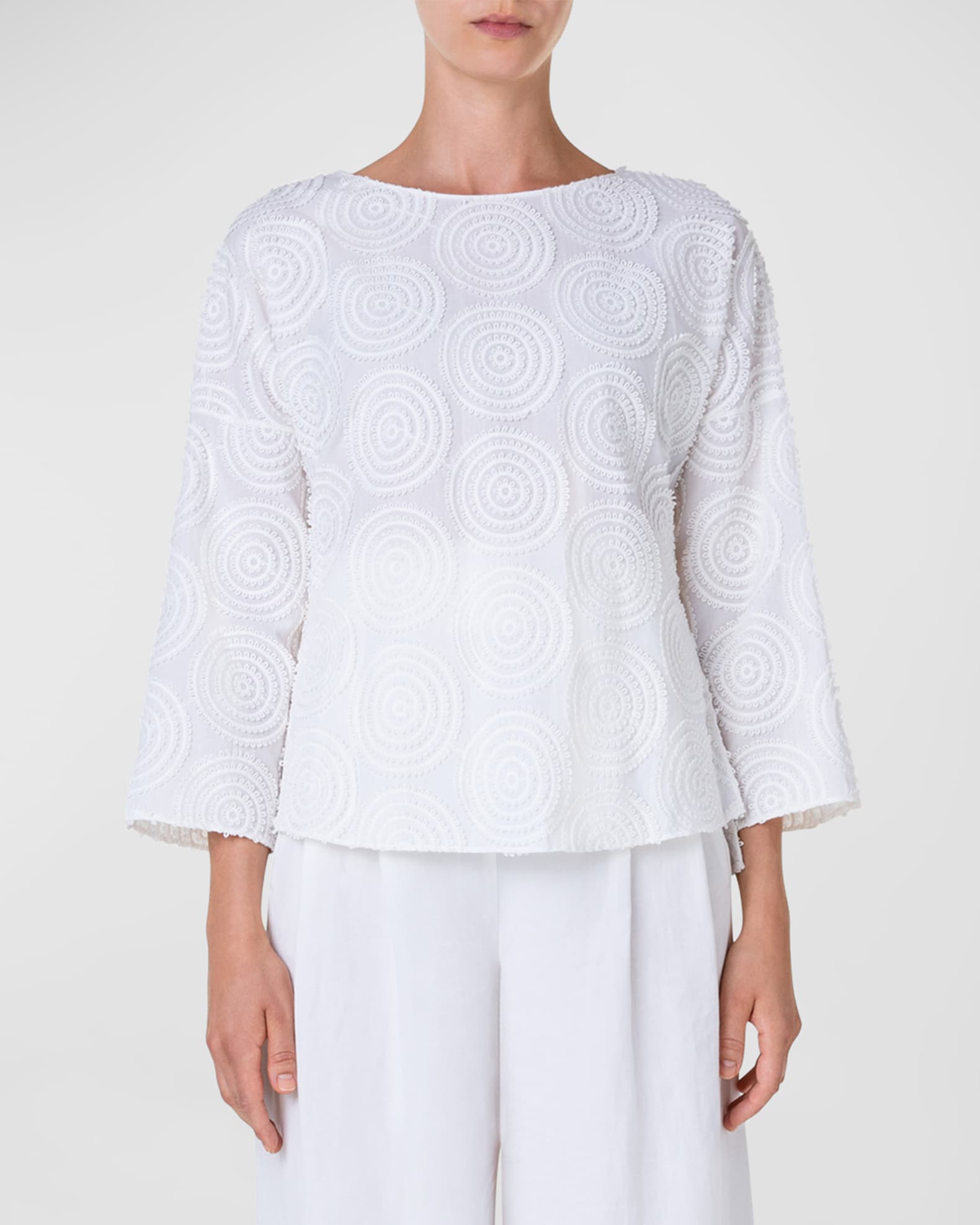Akris punto Circle Loop Embroidered Blouse | Neiman Marcus