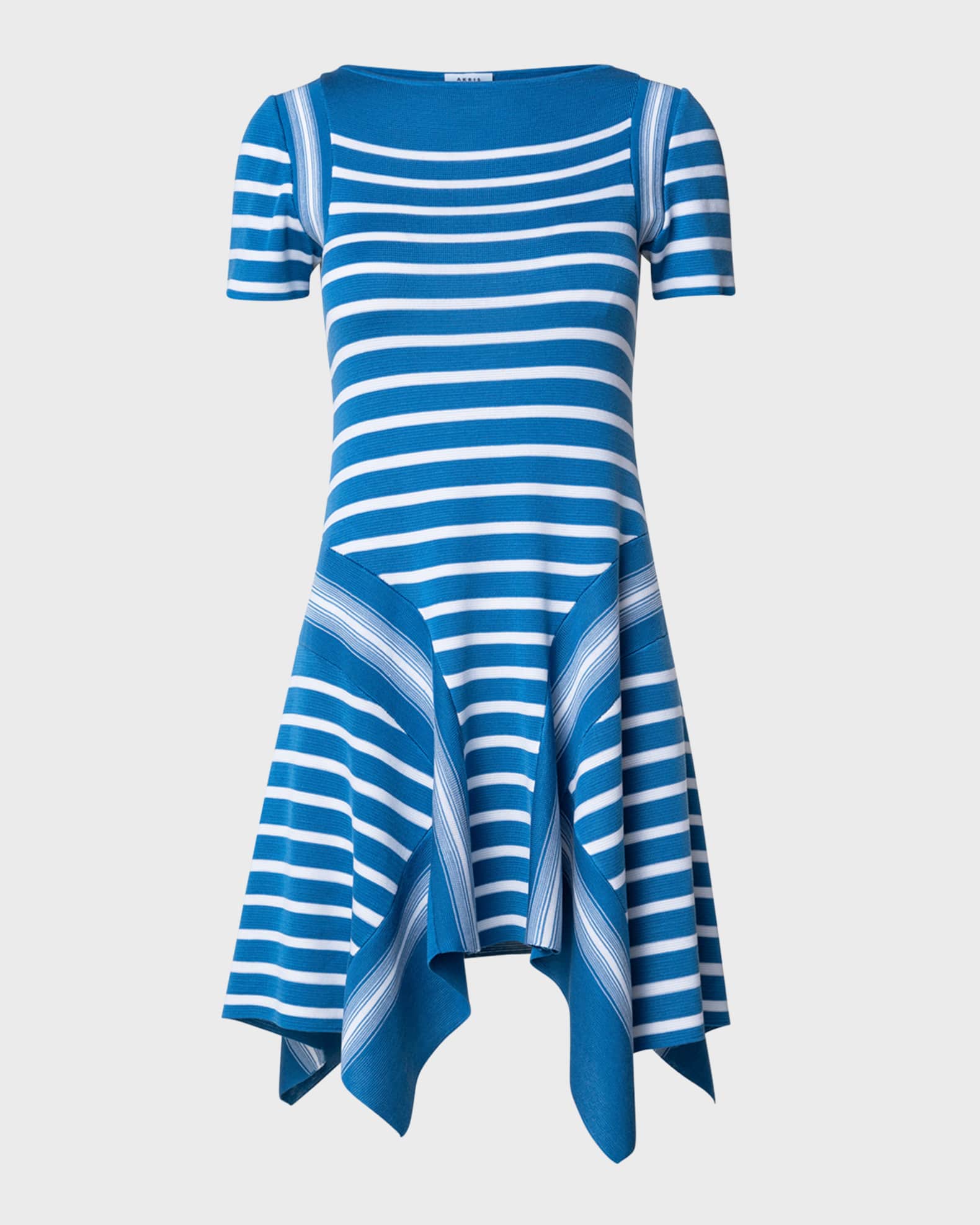Akris punto Striped Knit Short-Sleeve Handkerchief Dress | Neiman Marcus