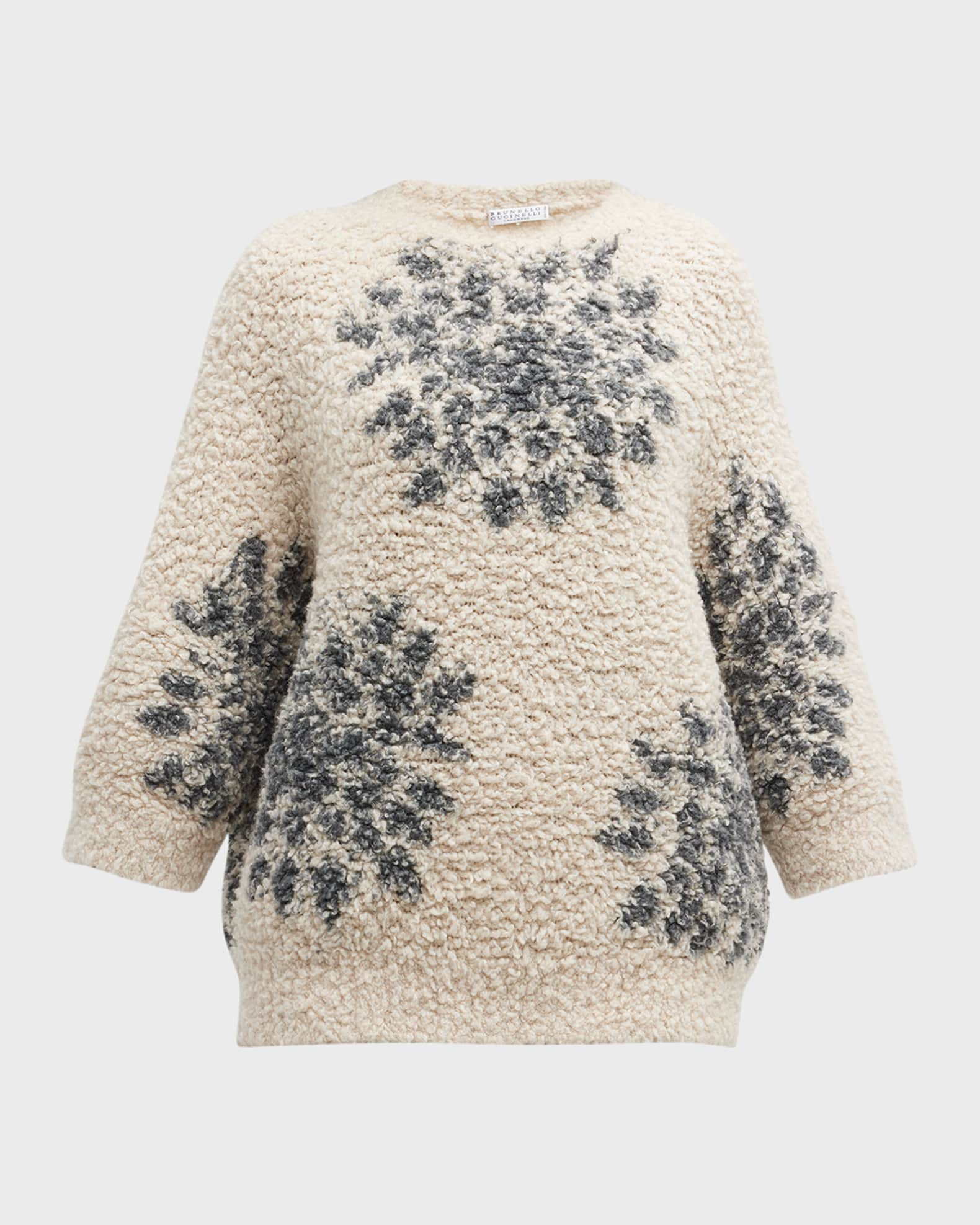 Brunello Cucinelli Snowflake Cashmere Boucle Sweater | Neiman Marcus
