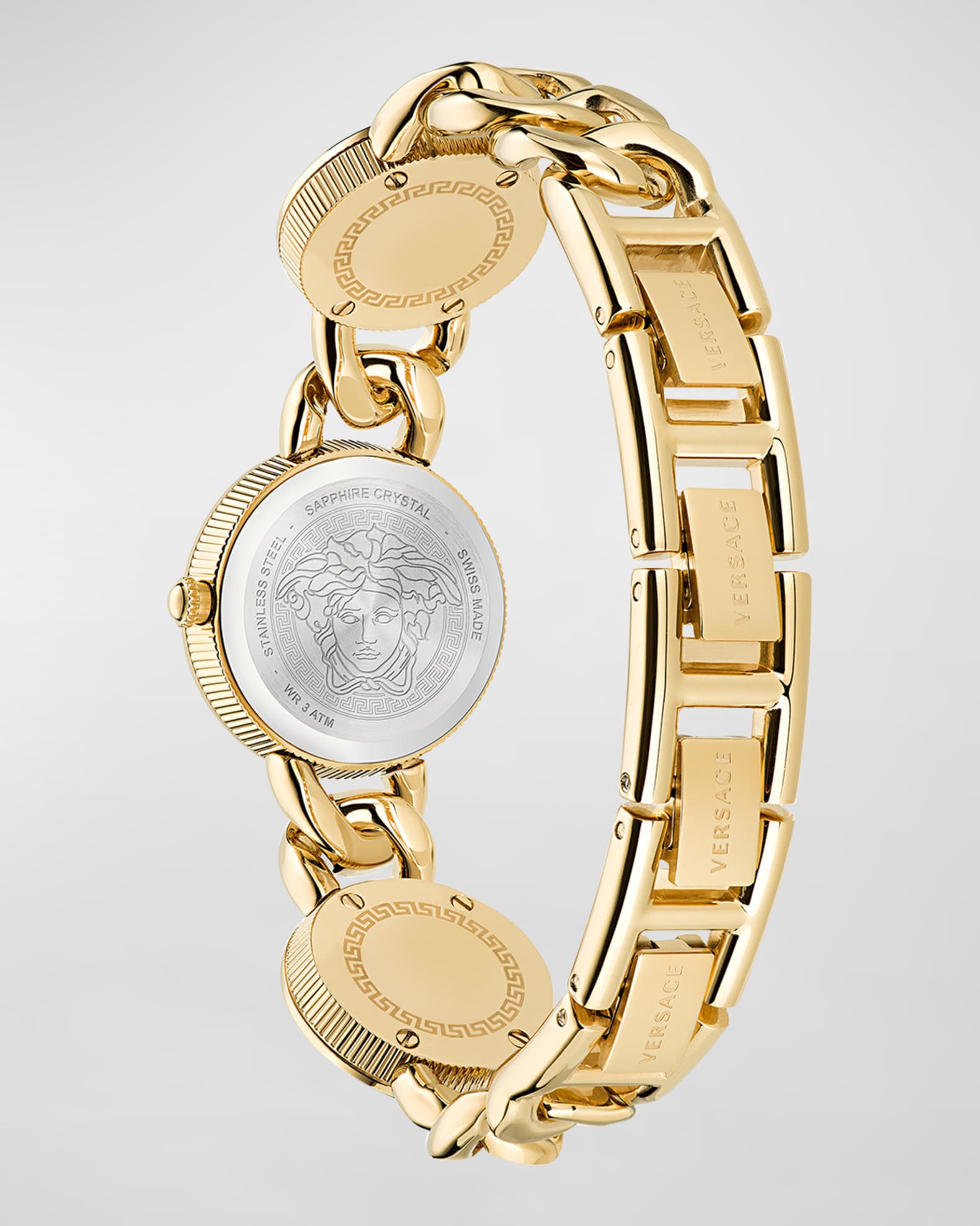 Versace 26mm Stud Icon Bracelet Watch, Gold | Neiman Marcus