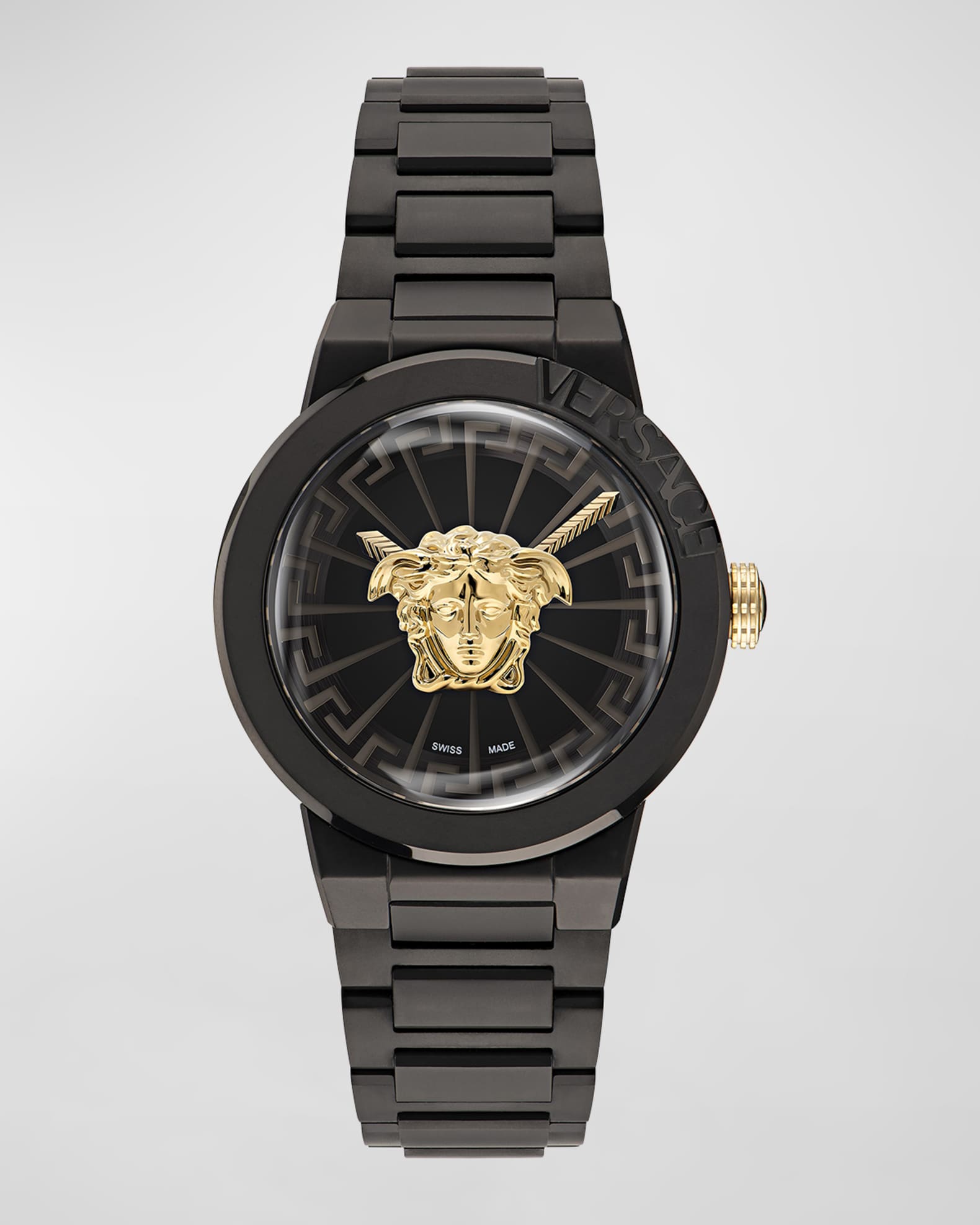Versace 38mm Medusa Infinite Bracelet Watch, Black | Neiman Marcus