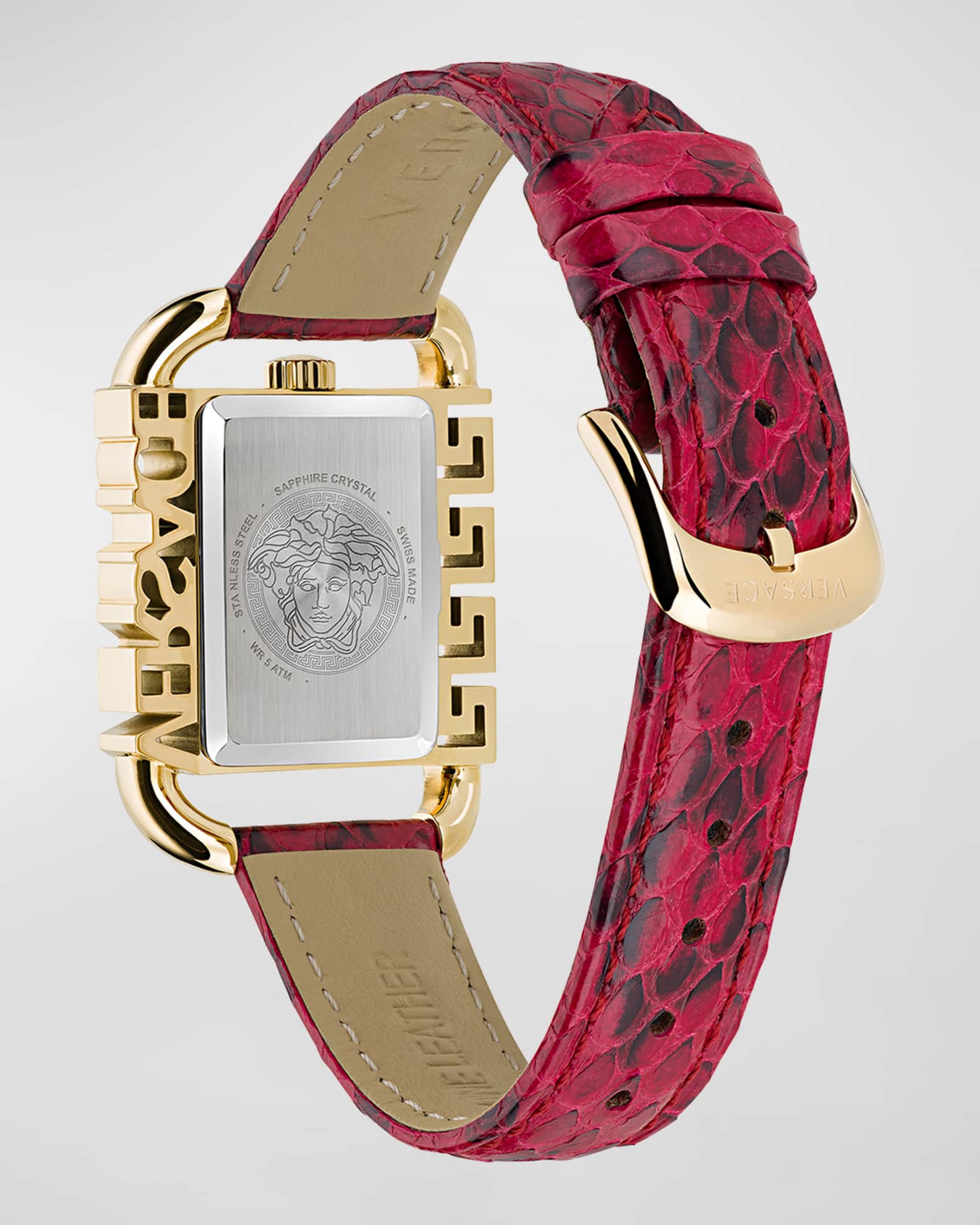 Versace Versace Flair Leather Watch, Gold/Red | Neiman Marcus