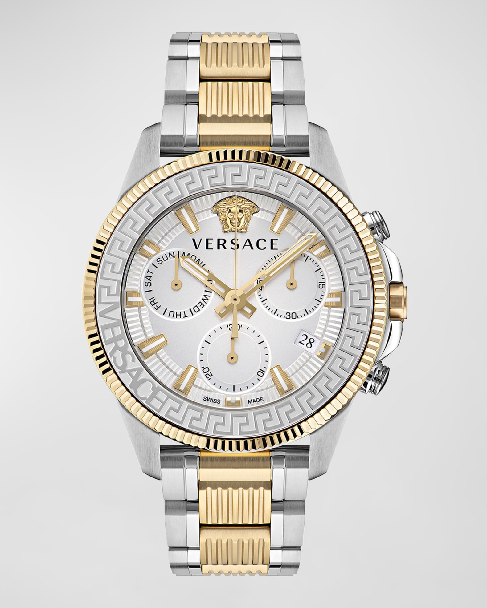 Versace Men's Greca Action Two-Tone Bracelet Watch, 45mm | Neiman Marcus