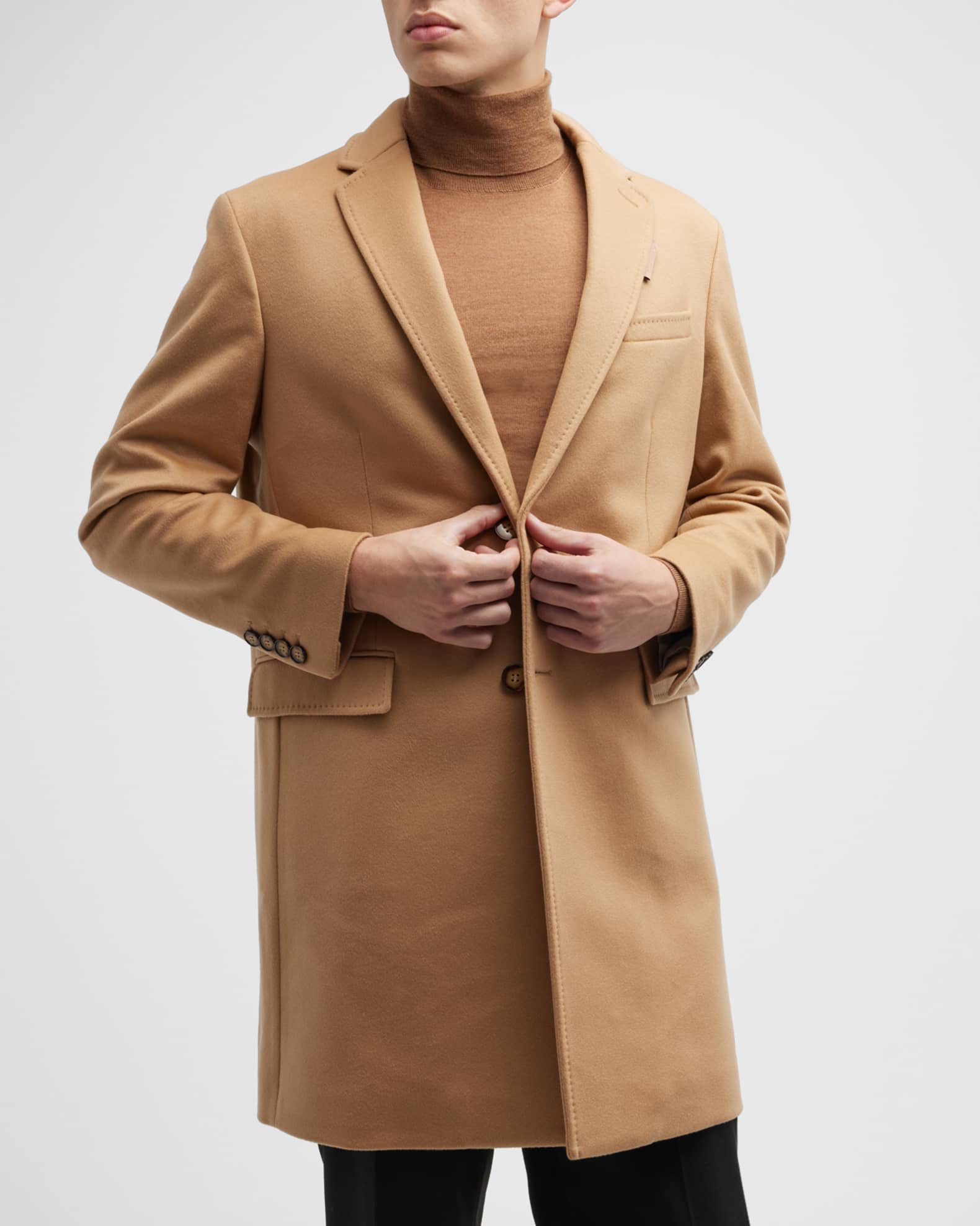 Burberry Men's Callen Wool-Blend Overcoat | Neiman Marcus