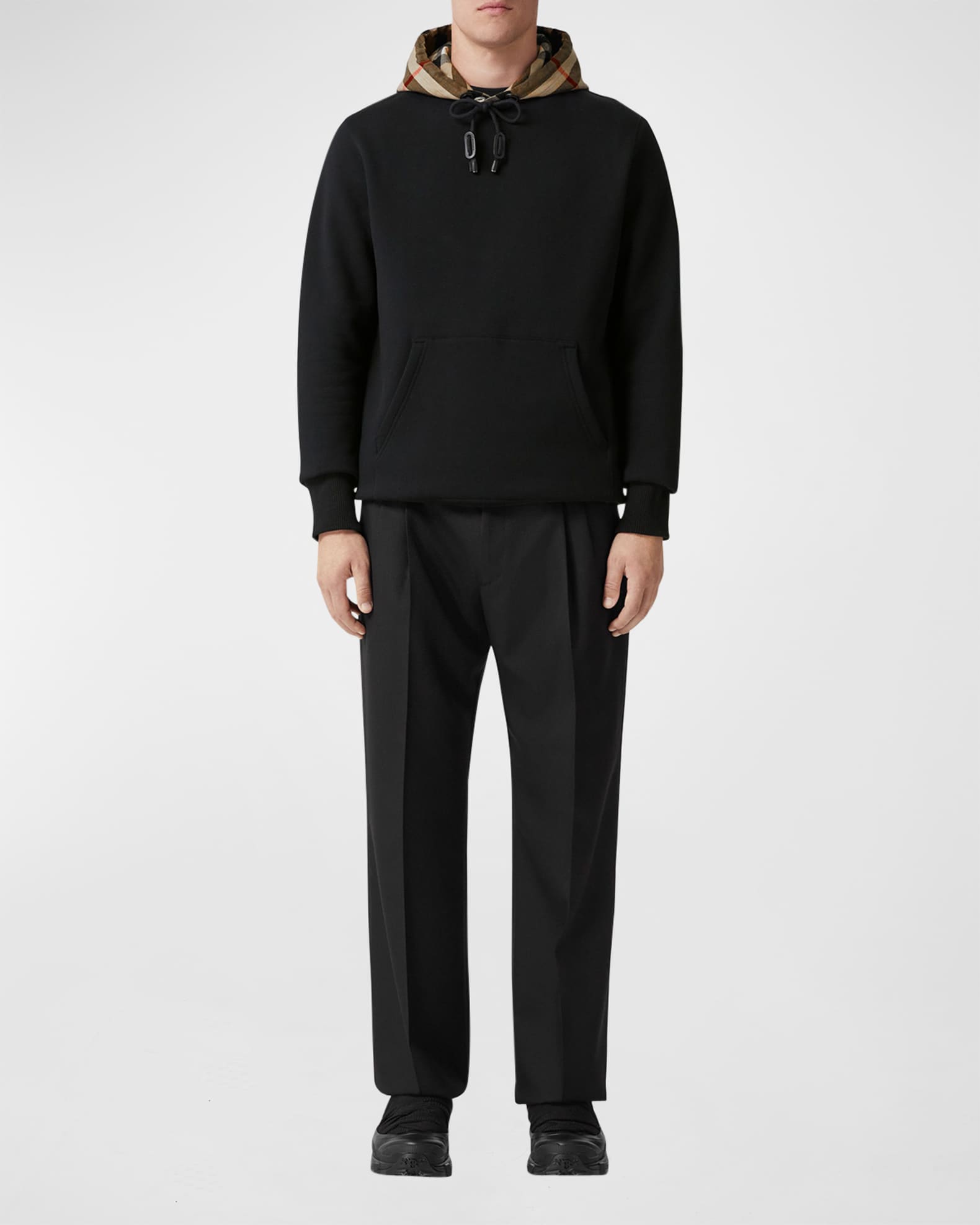 Burberry Men's Samuel Sweatshirt w/ Check Hood | Neiman Marcus