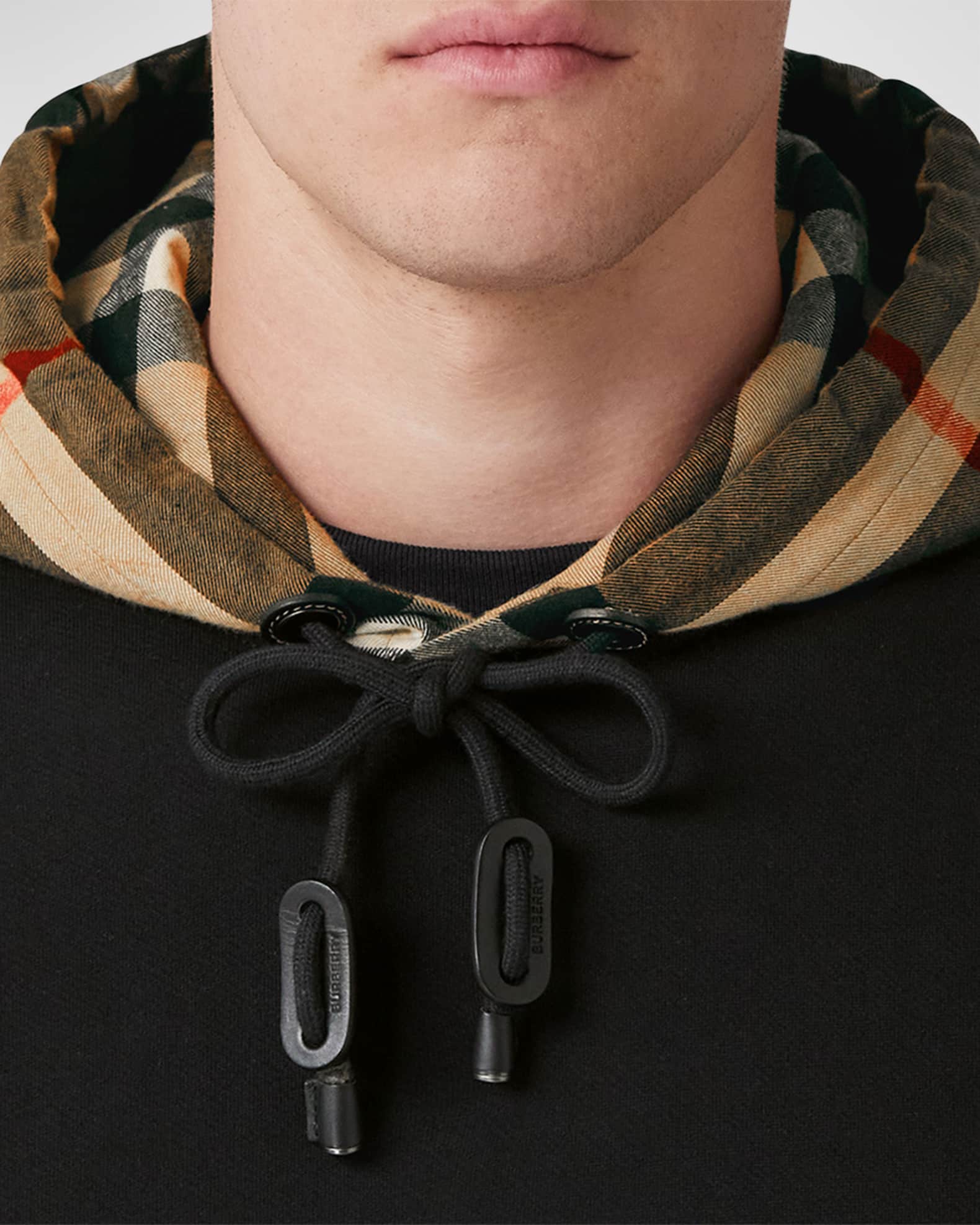 Burberry Men's Samuel Sweatshirt w/ Check Hood | Neiman Marcus