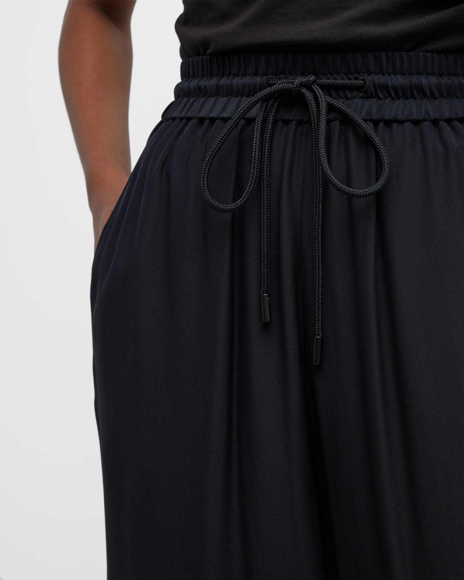 ATM Anthony Thomas Melillo Fluid Wide-Leg Silk Drawstring Pants ...