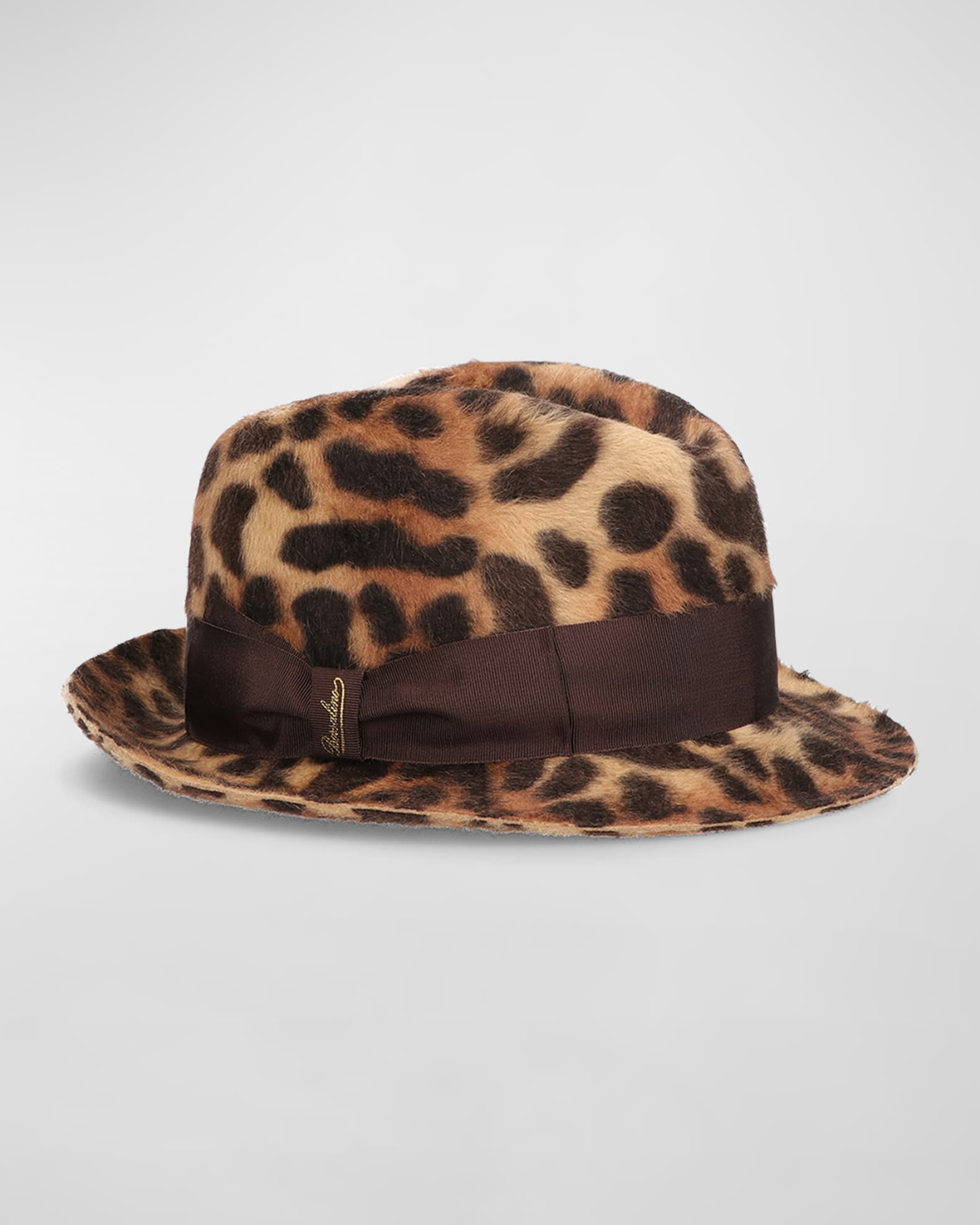 Borsalino Trilby Leopard Print Felt Fedora Hat | Neiman Marcus